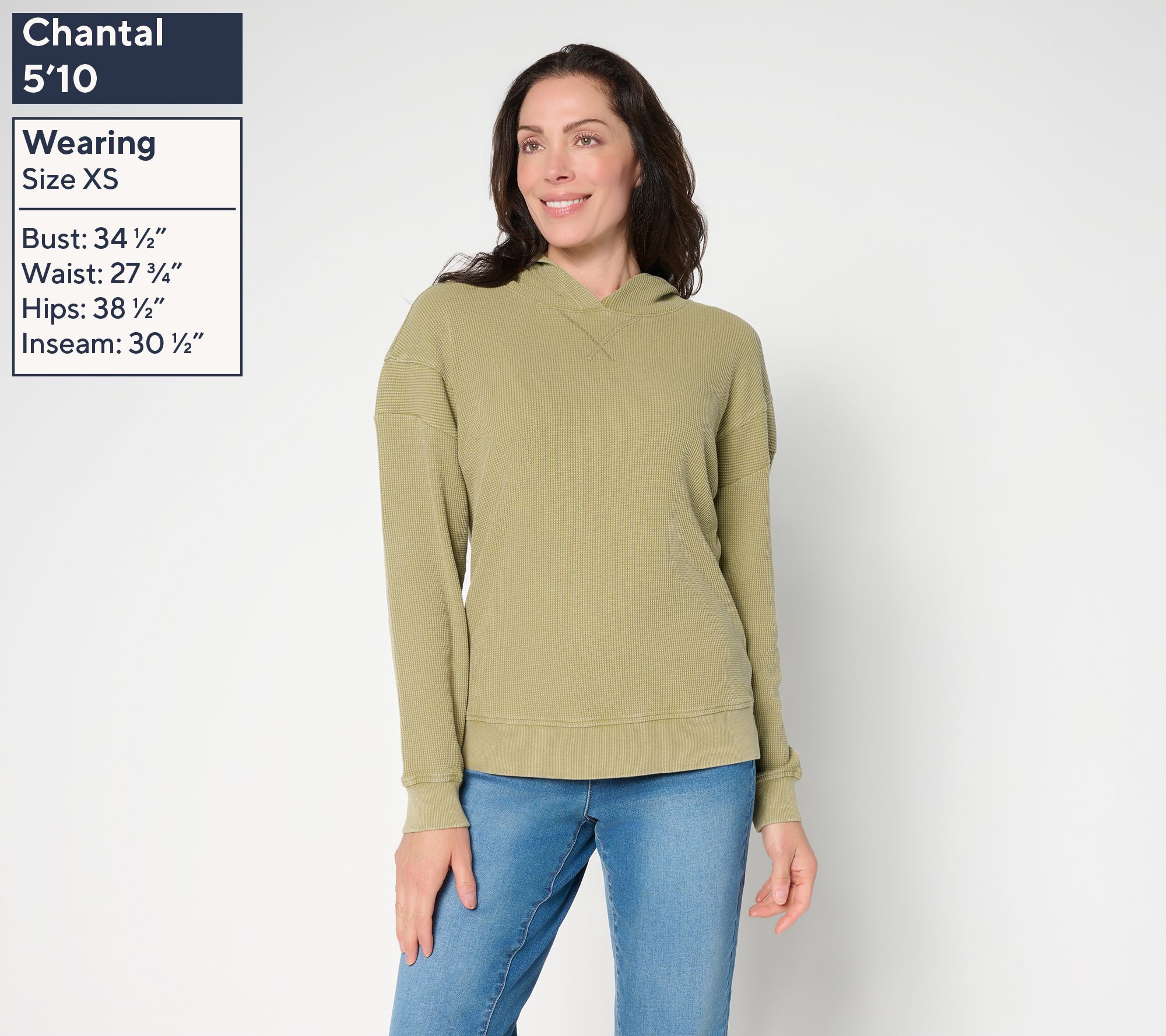 "As Is" Belle by Kim Gravel Snow Washed Waffle Hoodie - QVC.com