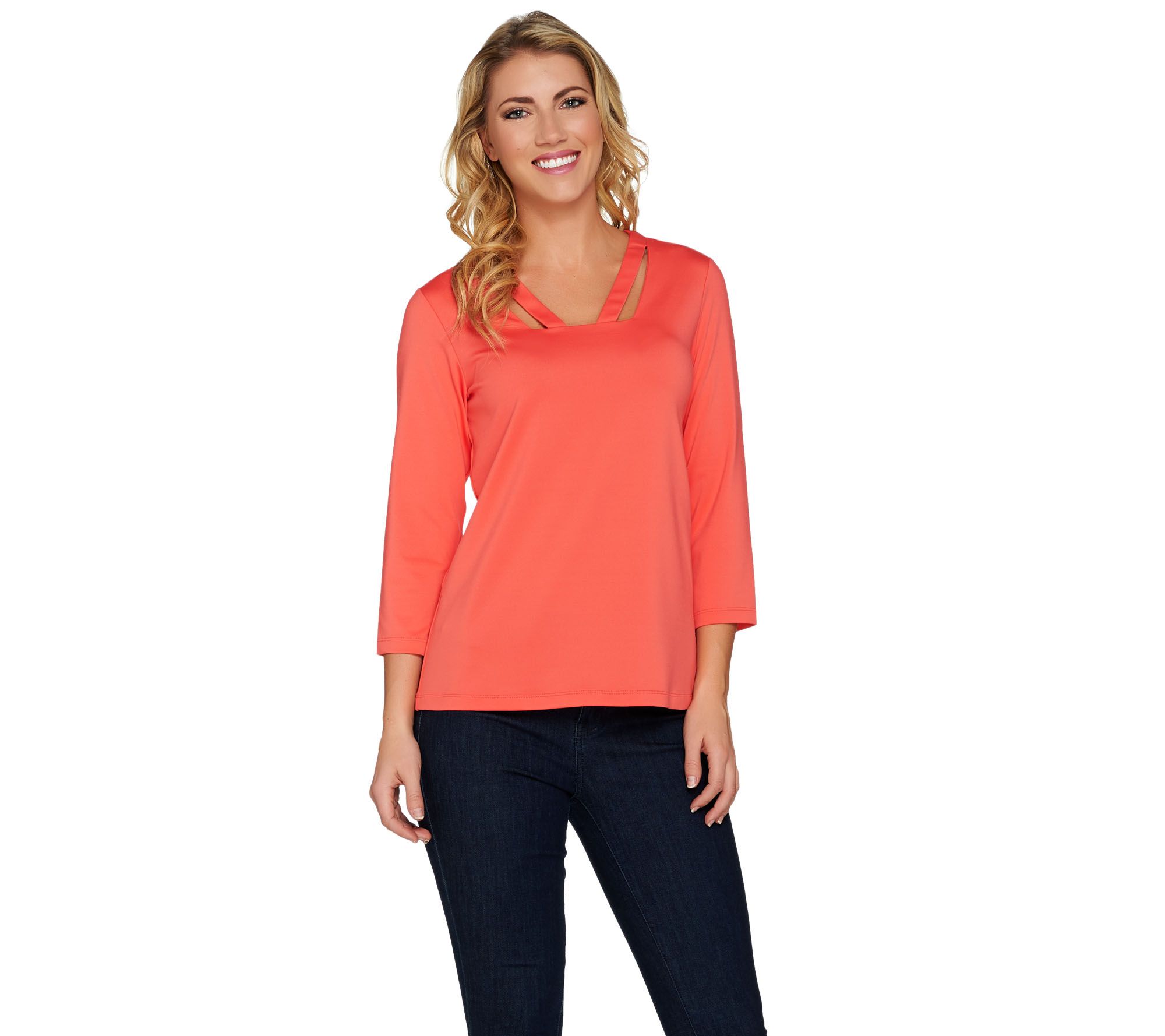 Susan Graver Butterknit 3/4 Sleeve Top - QVC.com