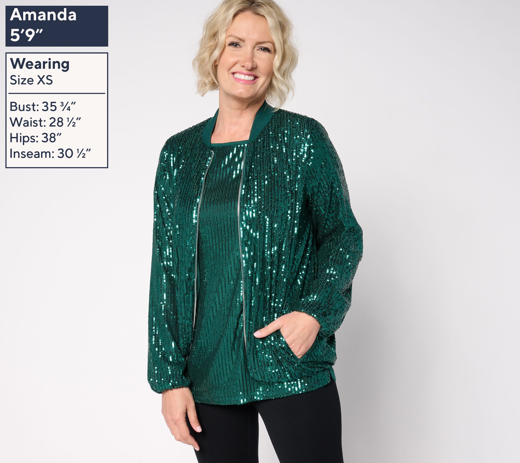 "As Is" Jingle Belles by Kim Gravel Dress For Joy Zip Up Bomber Jacket ...