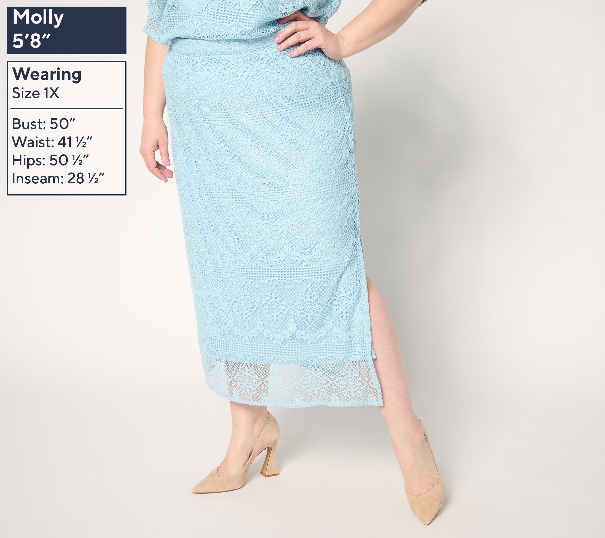 "As Is" Me by Jennie Garth Regular Charlotte Lace Midi Skirt - QVC.com