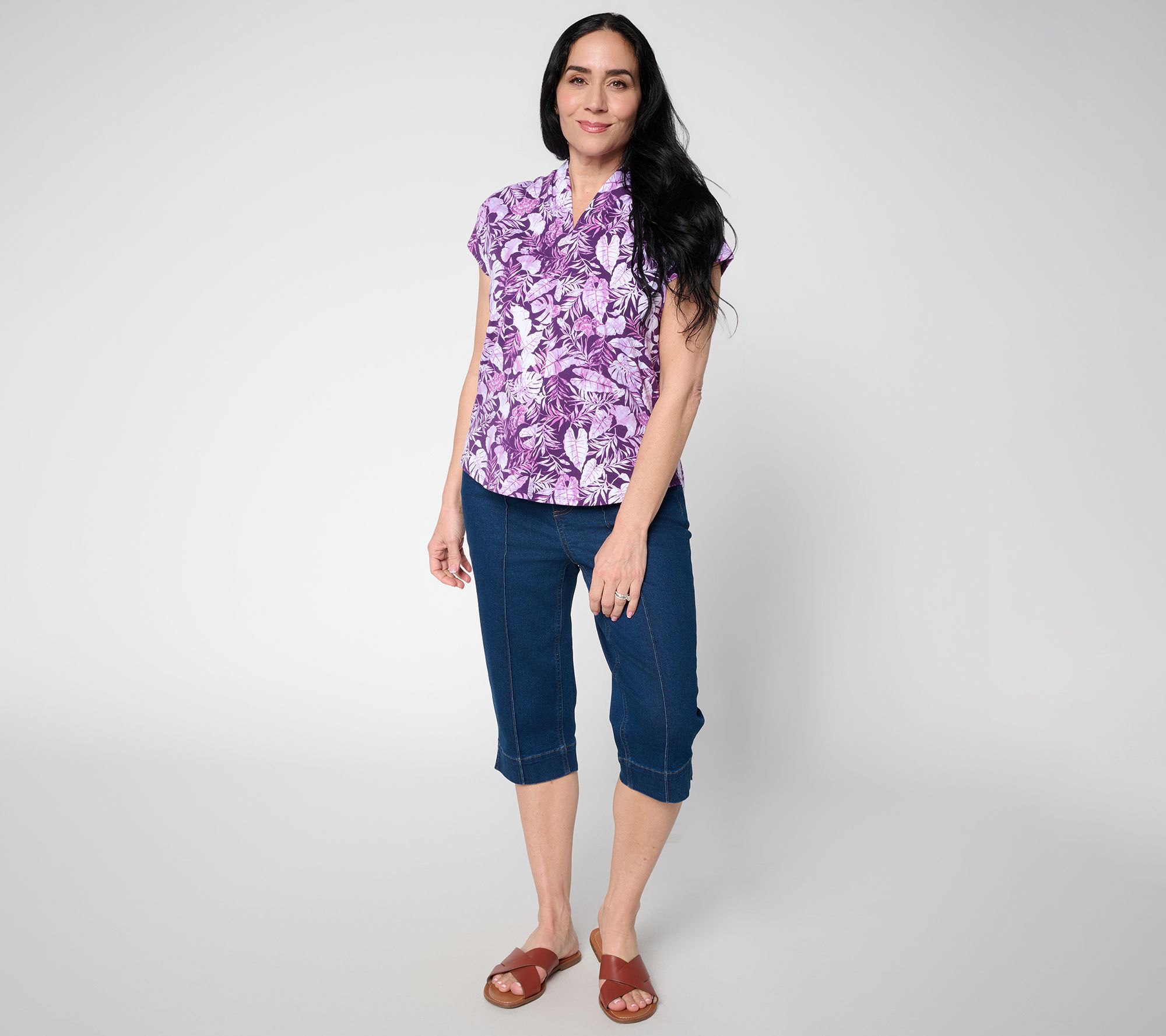 "As Is" Denim & Co. Pet Indigo So Soft Denim Button Front Skimmers ...