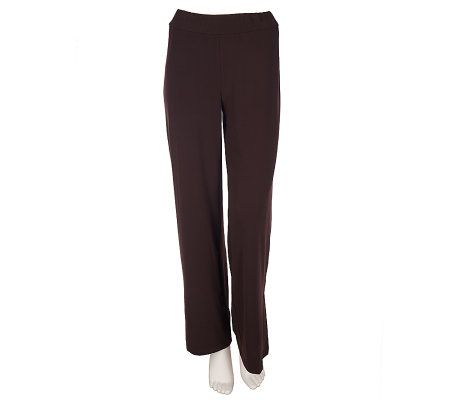 Never Enough by Iris Simms Wide Waistband Knit Pants with Slits - QVC.com