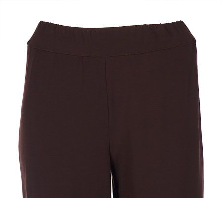 Never Enough by Iris Simms Wide Waistband Knit Pants with Slits - QVC.com