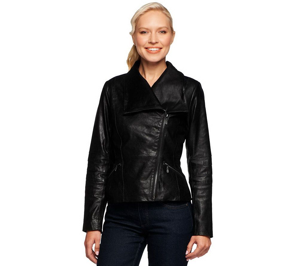 "As Is" G.I.L.I Distressed Leather Motorcycle Jacket - QVC.com