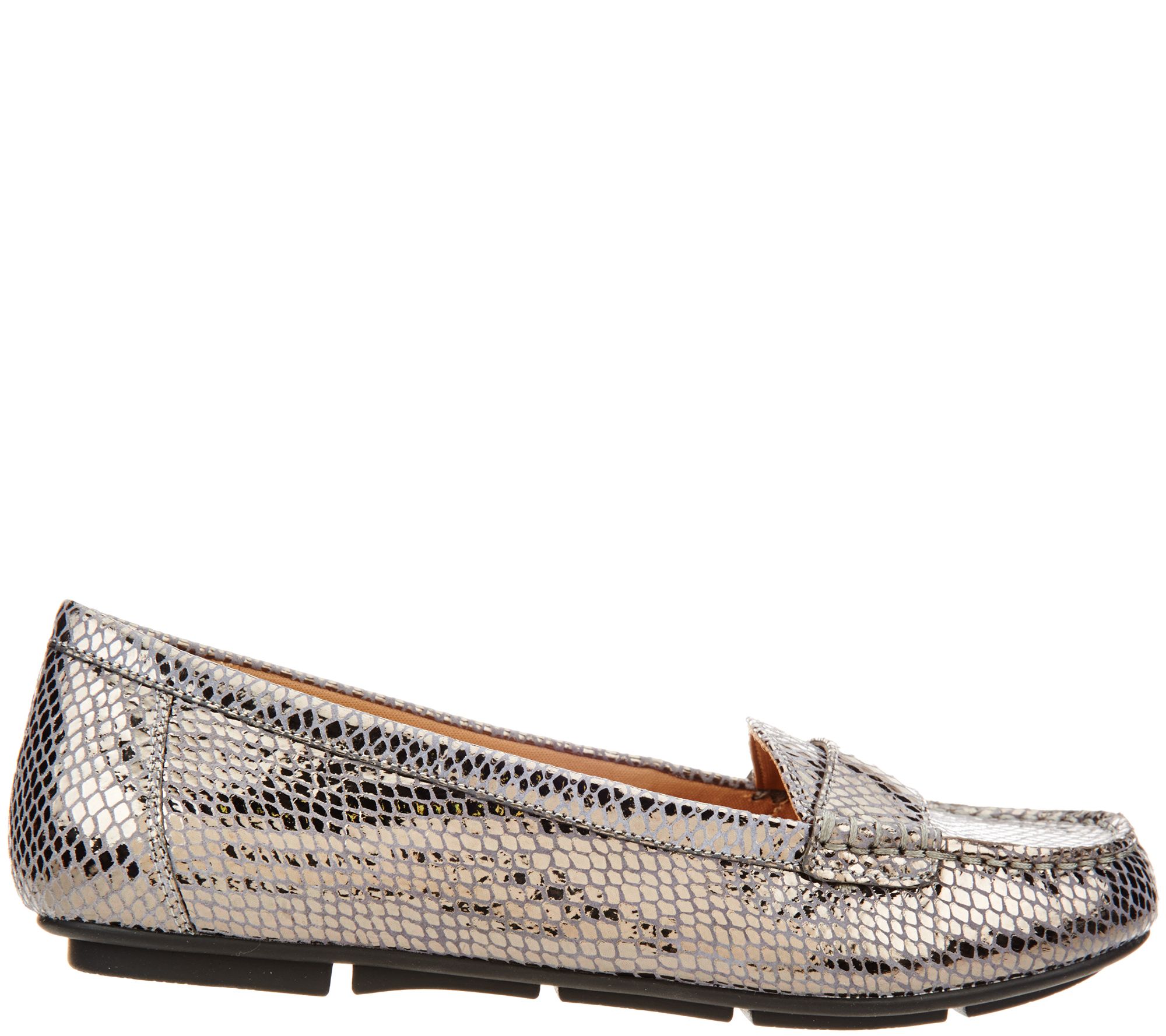 "As Is" Vionic Orthotic Suede Snake Print Moccasins - Larrun - QVC.com