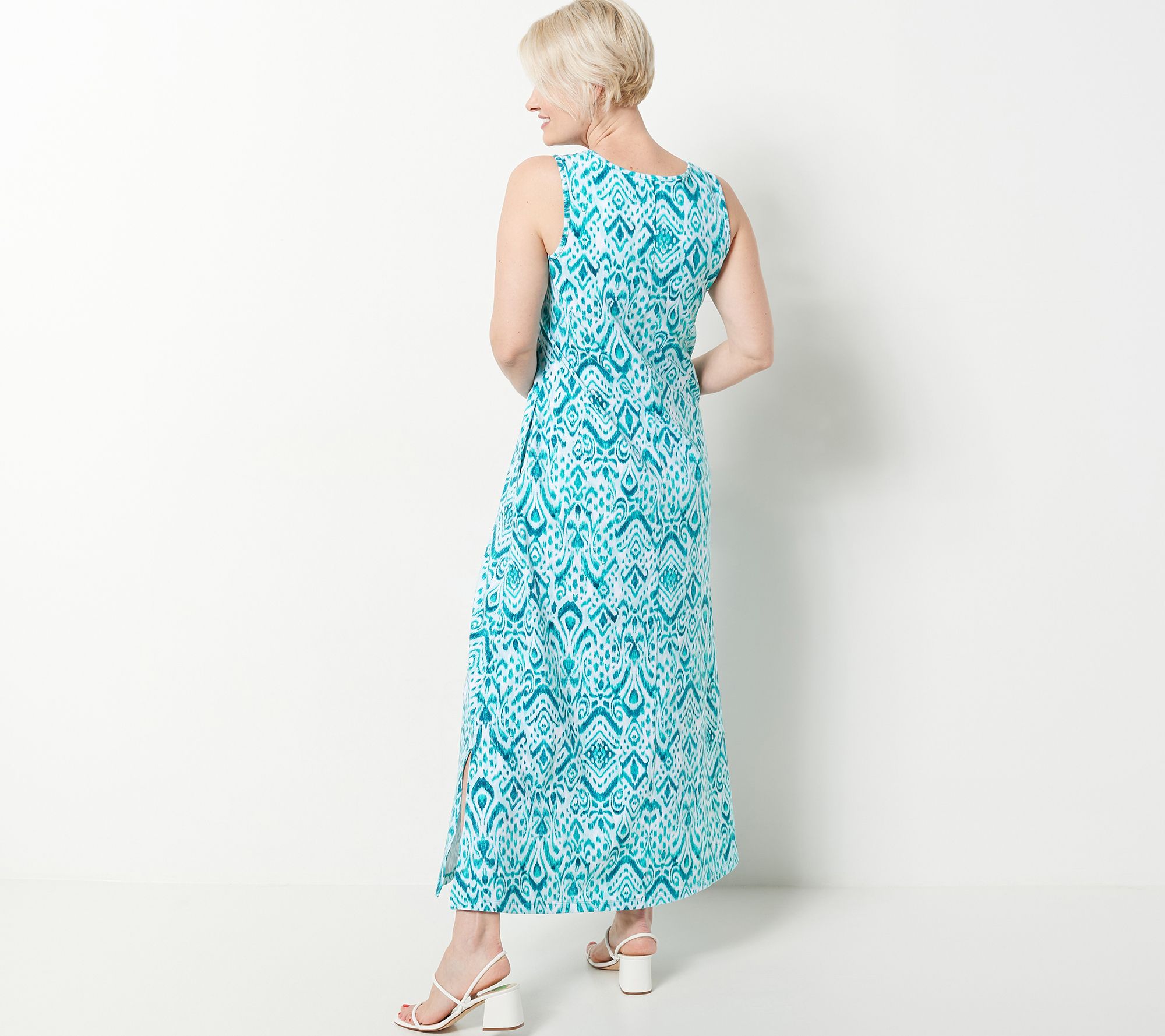 "As Is" Denim & Co. Printed Textured Knit Regular Maxi Dress - QVC.com