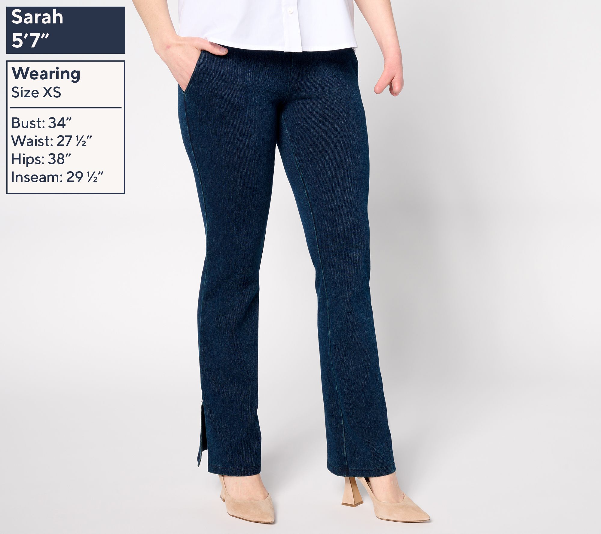 Women with Control Prime Stretch Denim Tummy Control Trousers - QVC.com