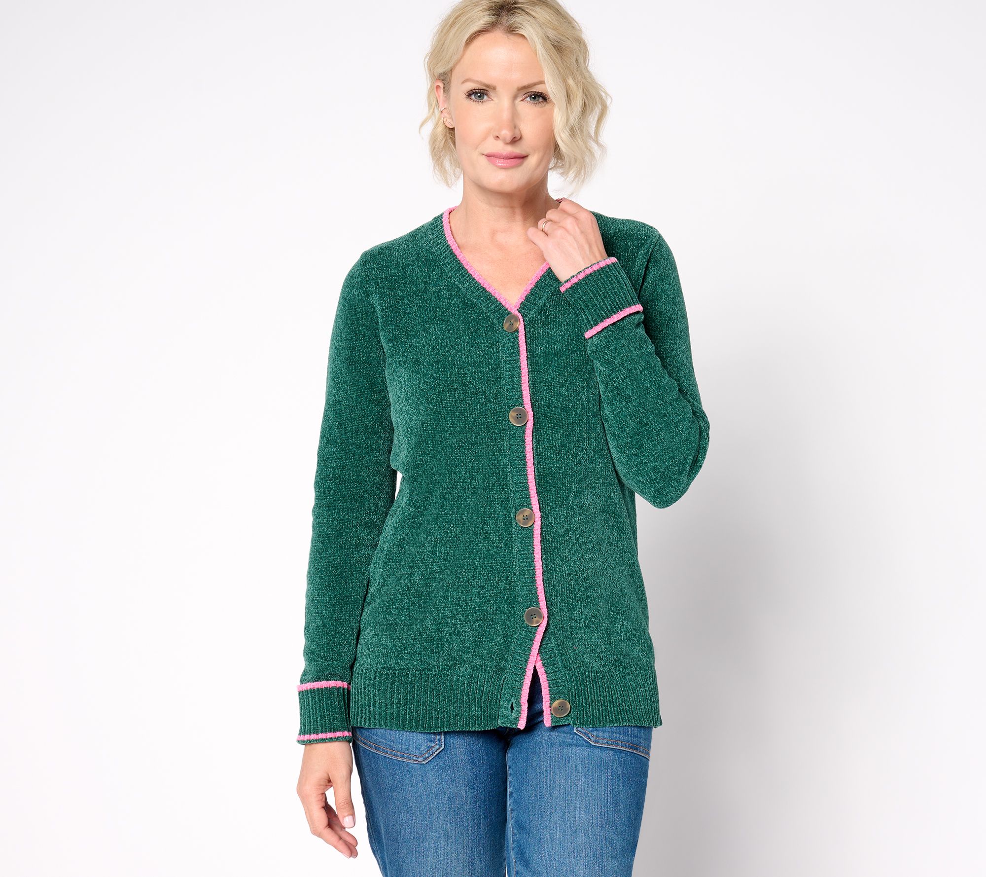 "As Is" Belle by Kim Gravel Tippity Topsy Chenille Cardigan Top - QVC.com