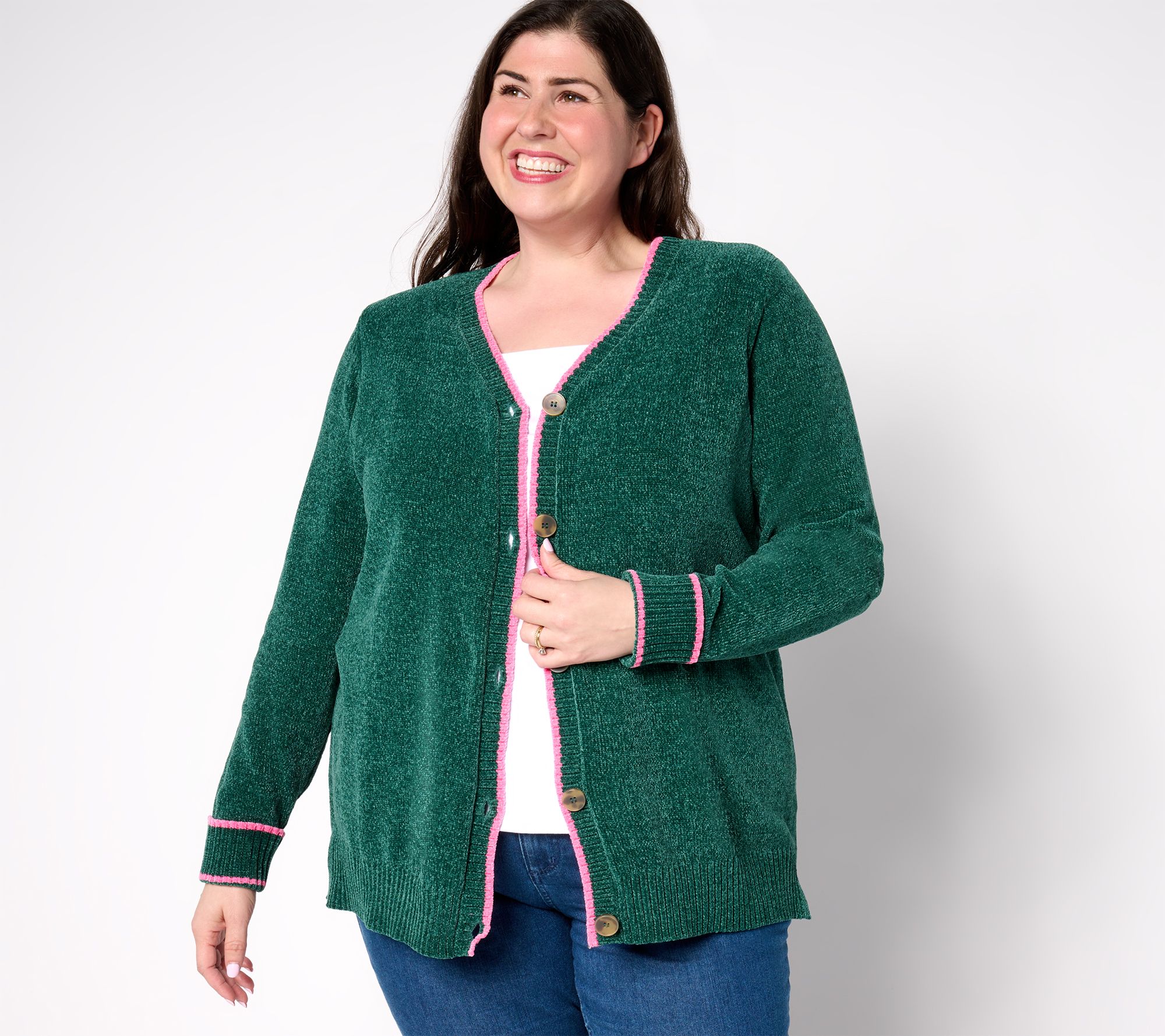 "As Is" Belle by Kim Gravel Tippity Topsy Chenille Cardigan Top - QVC.com
