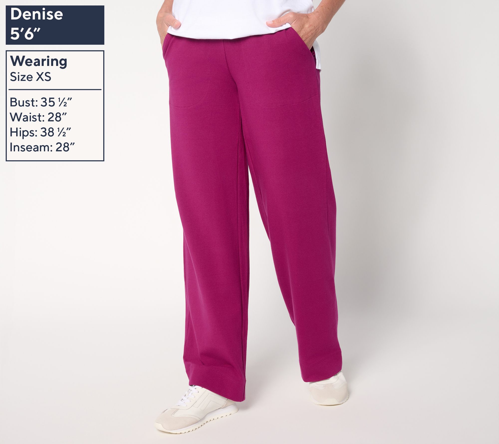 Denim & Co. Active Petite Duo Stretch Full Length Wide Leg Pants - QVC.com