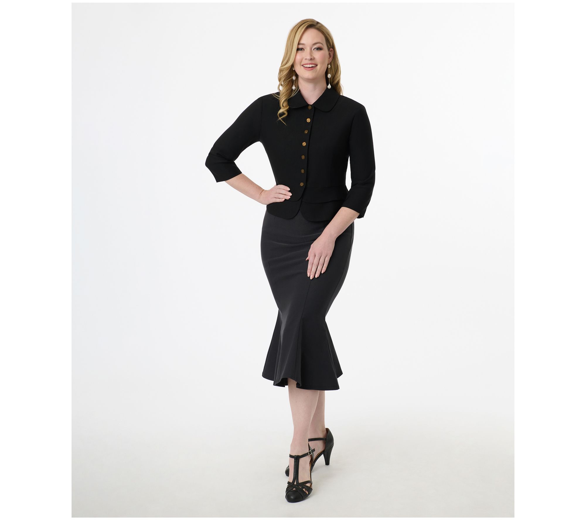 Unique Vintage Black Peplum Jacket - QVC.com
