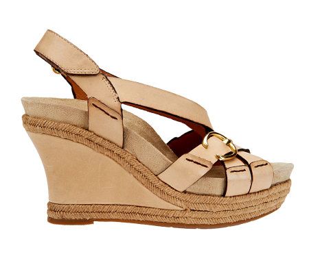 Earthies Salerno Too Leather Wedge Sandals with Buckle Detail - QVC.com