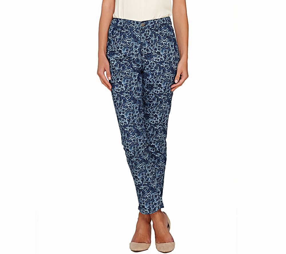 "As Is" Liz Claiborne New York Jackie Printed AnkleJeans - QVC.com