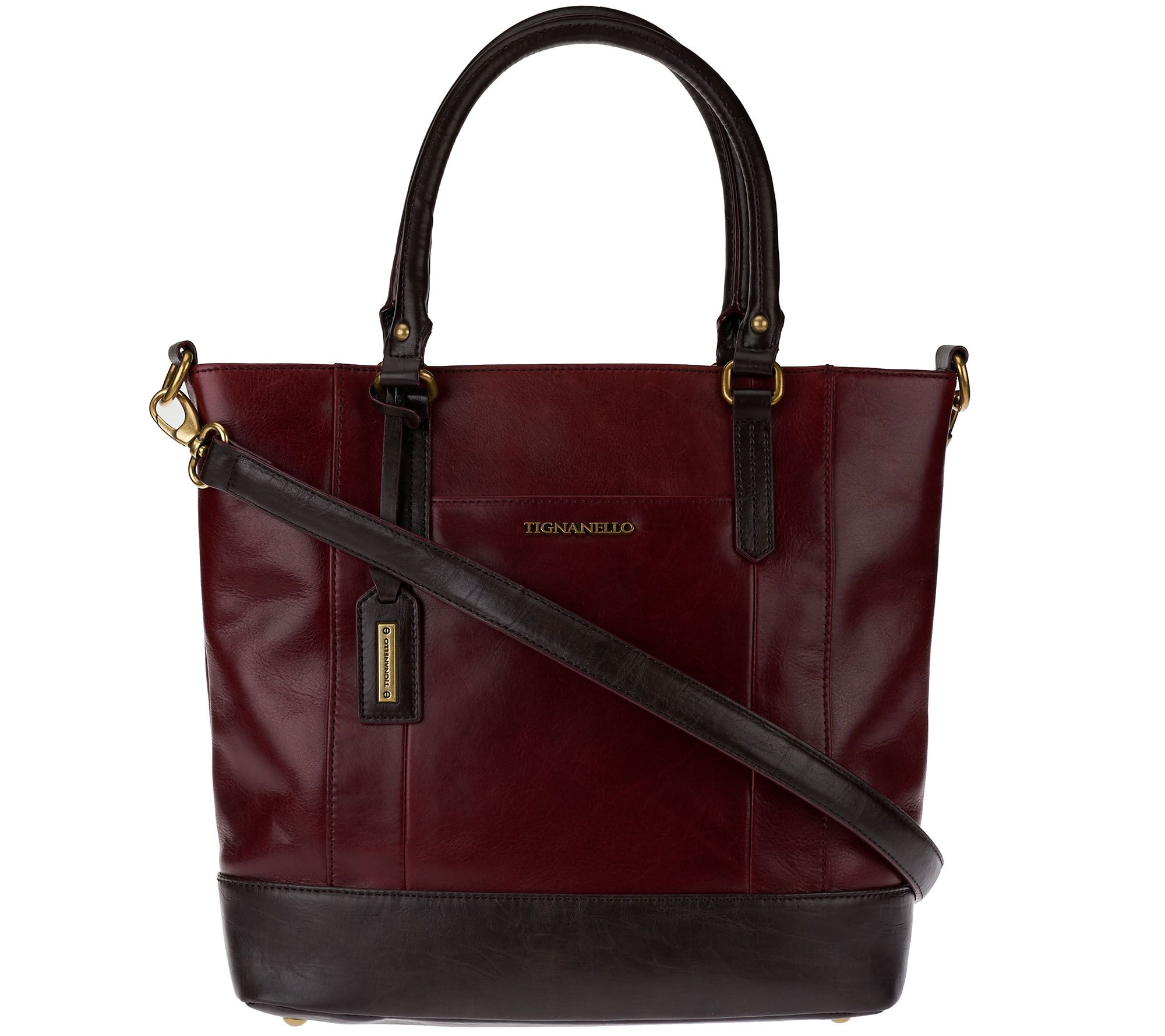 "As Is" Tignanello Glazed Vintage Leather Shopper Bag - QVC.com