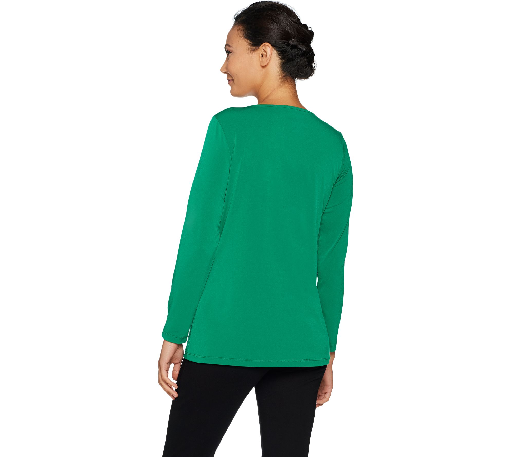 Susan Graver Liquid Knit Top With Keyhole Trim