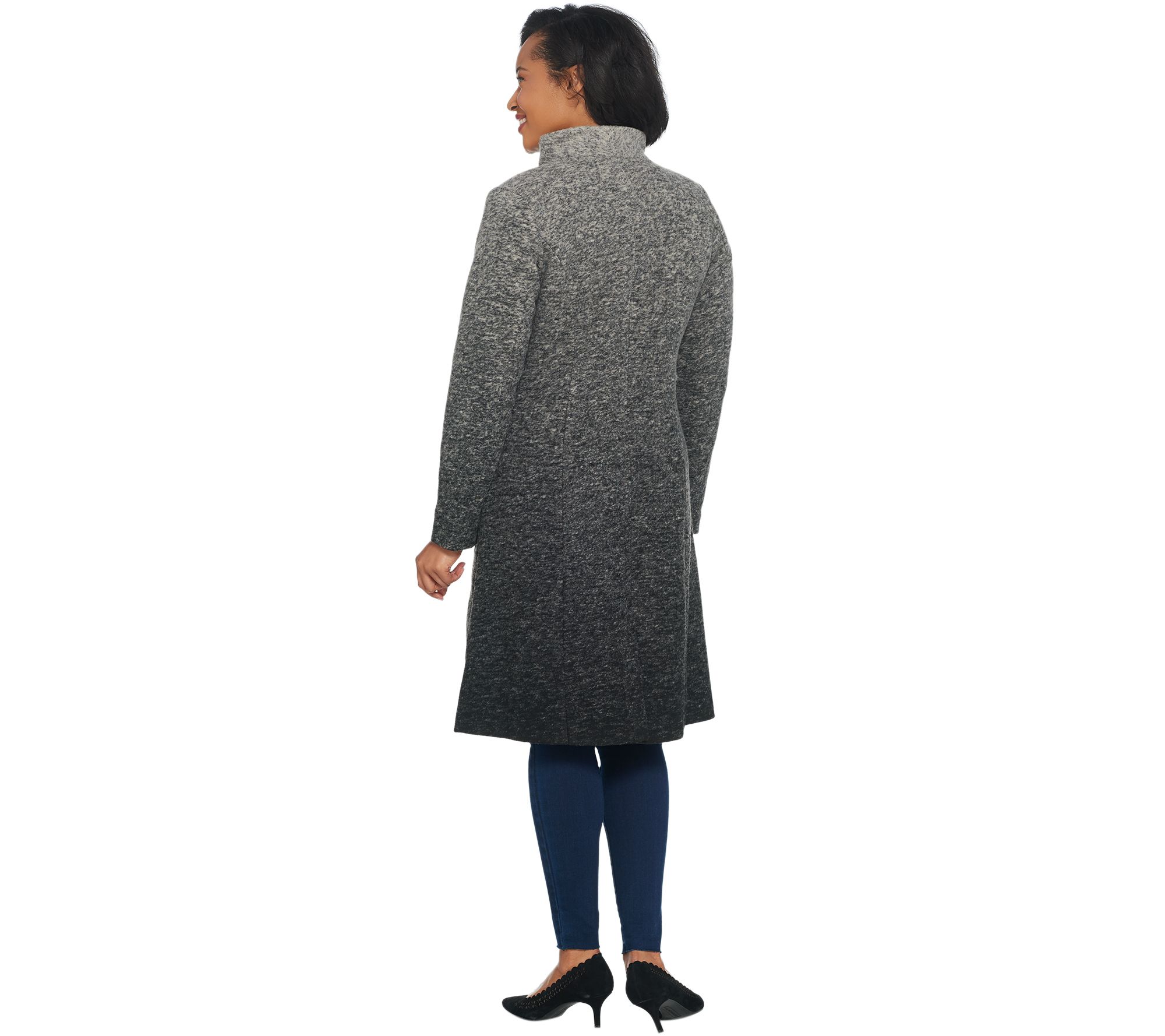 "As Is" H by Halston Ombre Snap Front Faux Wool Coat - QVC.com