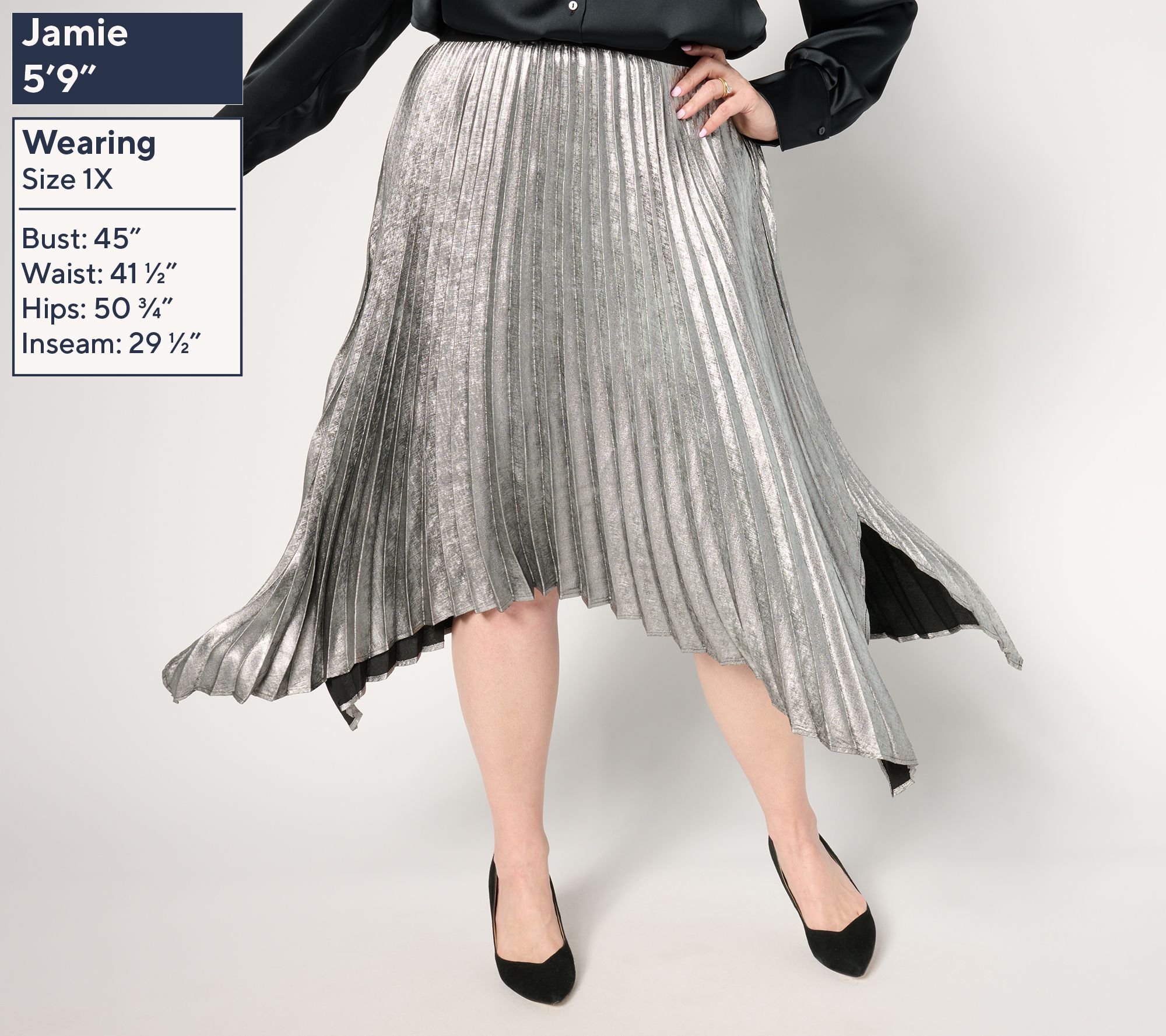 GRAVER Susan Graver Metallic Woven Pleated Skirt - QVC.com