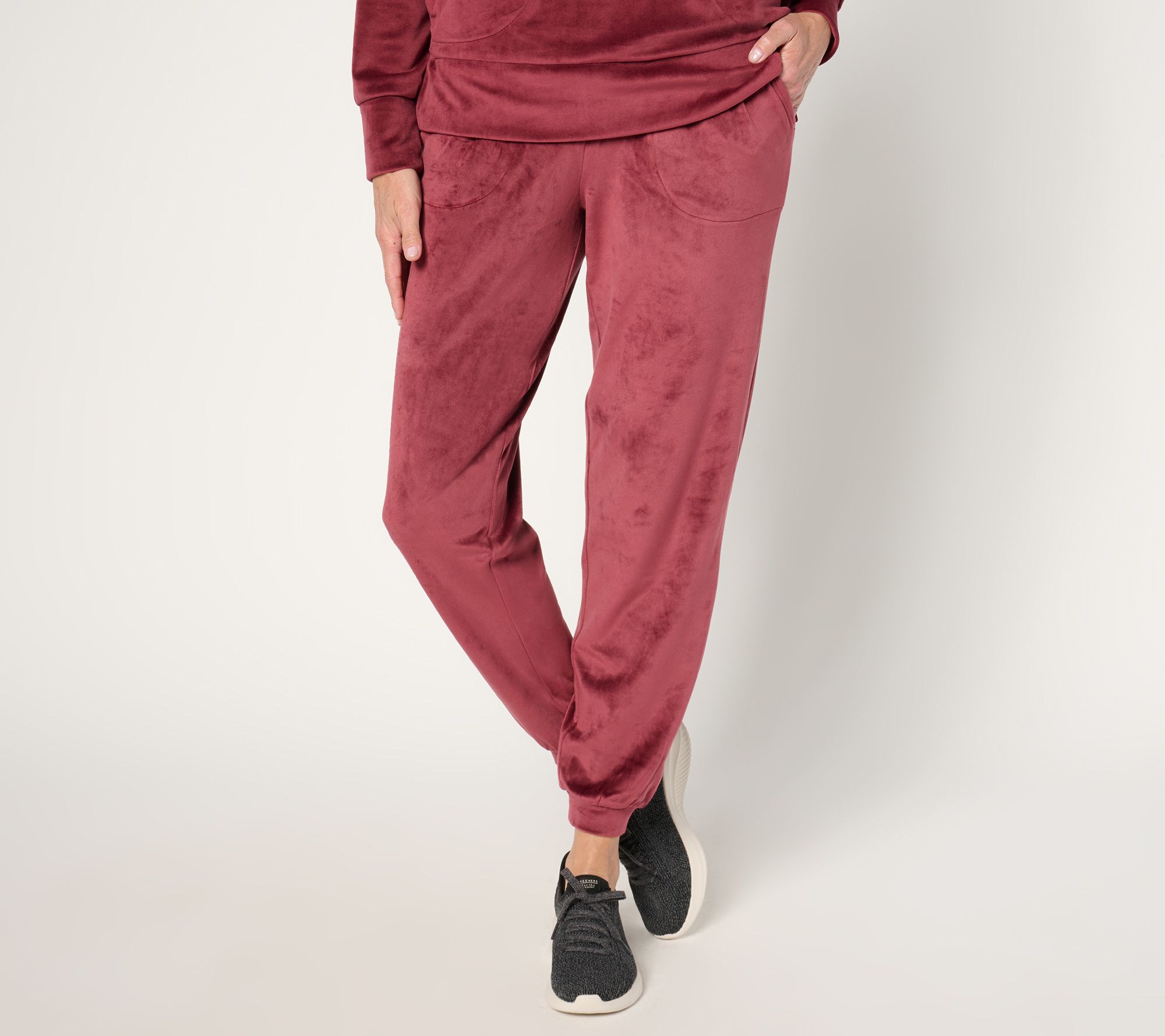 Quacker Factory Short Angel's Go To Stretch Velvet Joggers - QVC.com