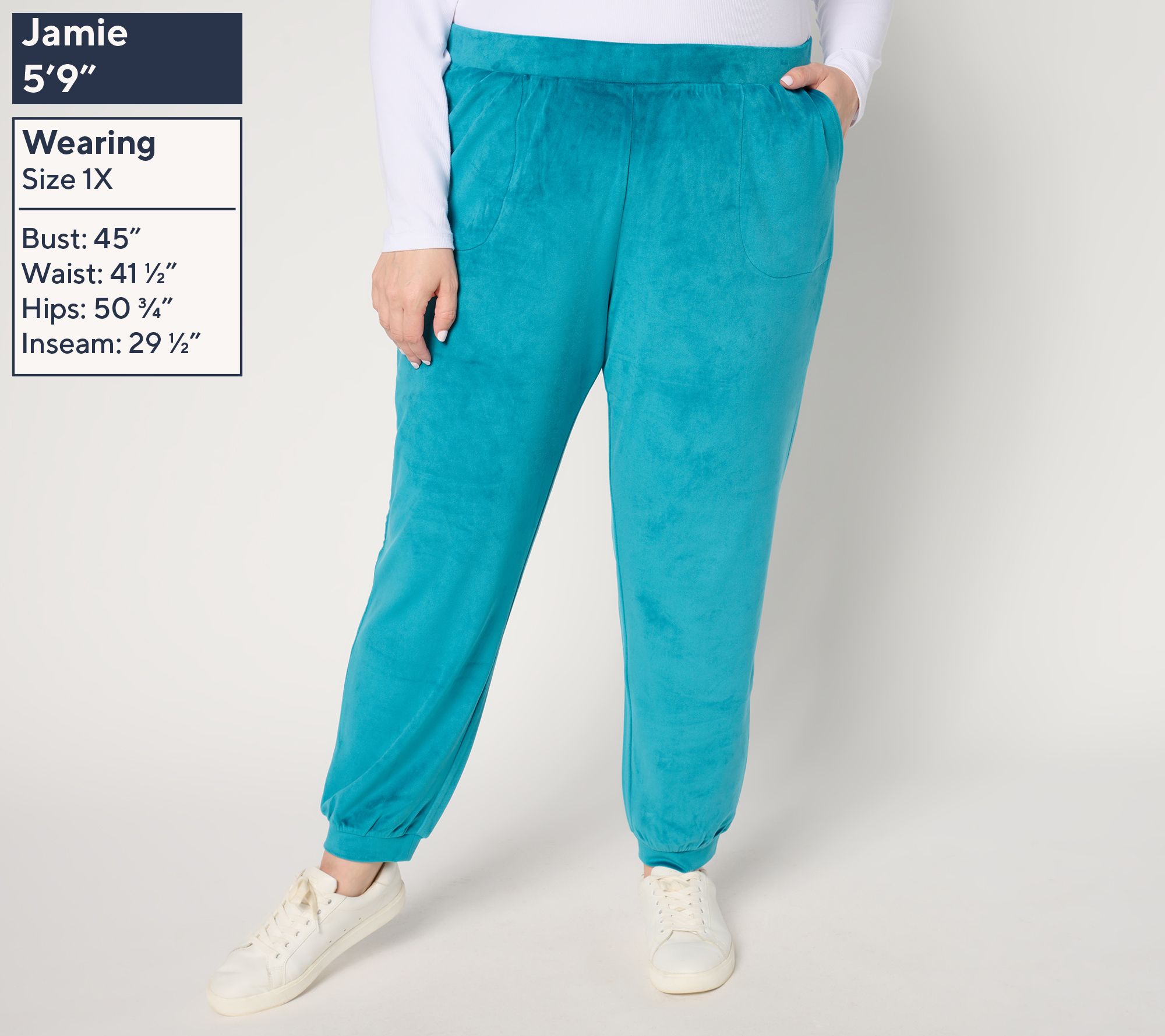 Quacker Factory Short Angel's Go To Stretch Velvet Joggers - QVC.com