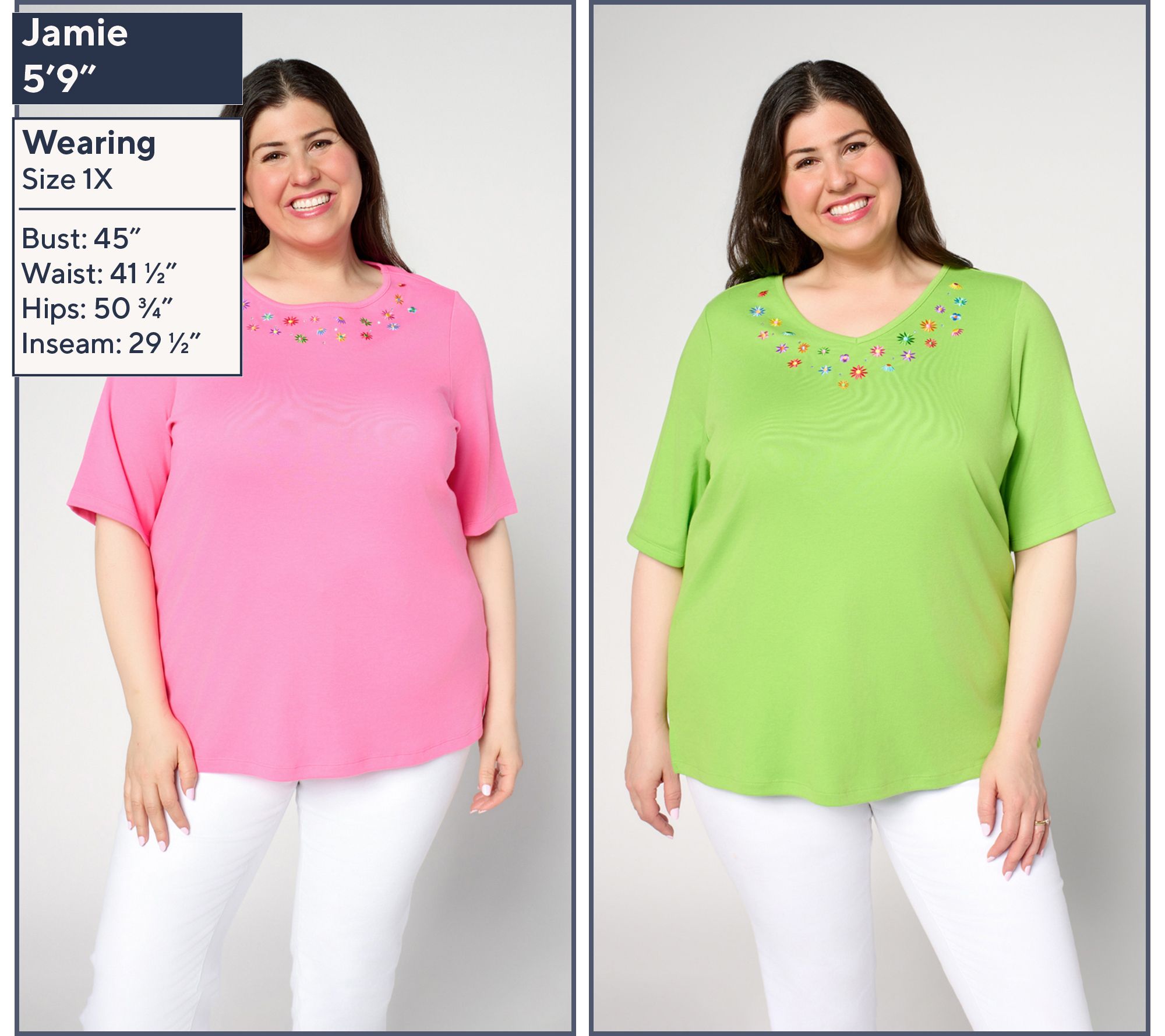 Quacker Factory Tiny Daisies Set of 2 Elbow Sleeve Tops - QVC.com