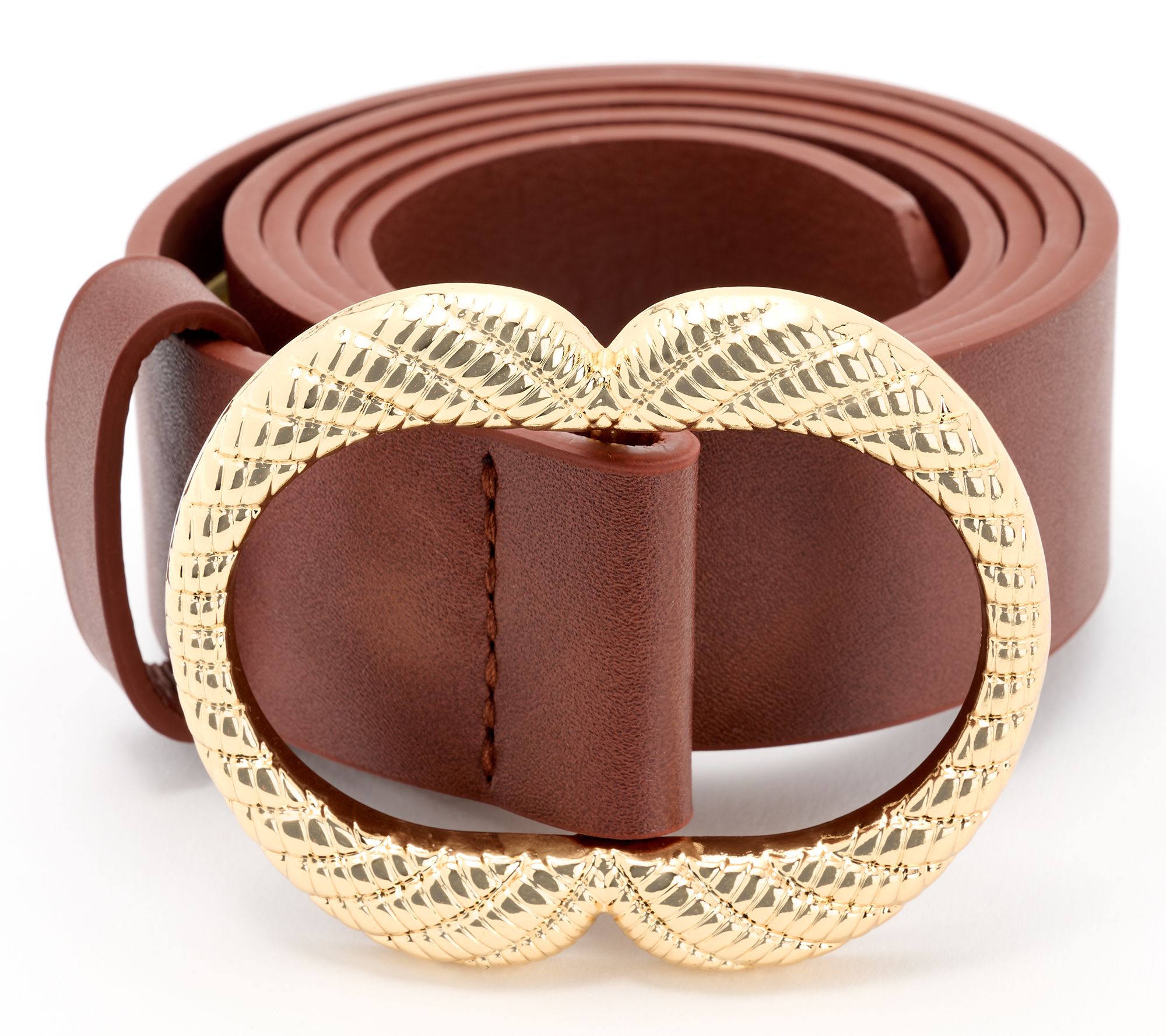 "As Is" Susan Graver Faux Leather Belt w/ Twisted Metal Cord Buckle ...