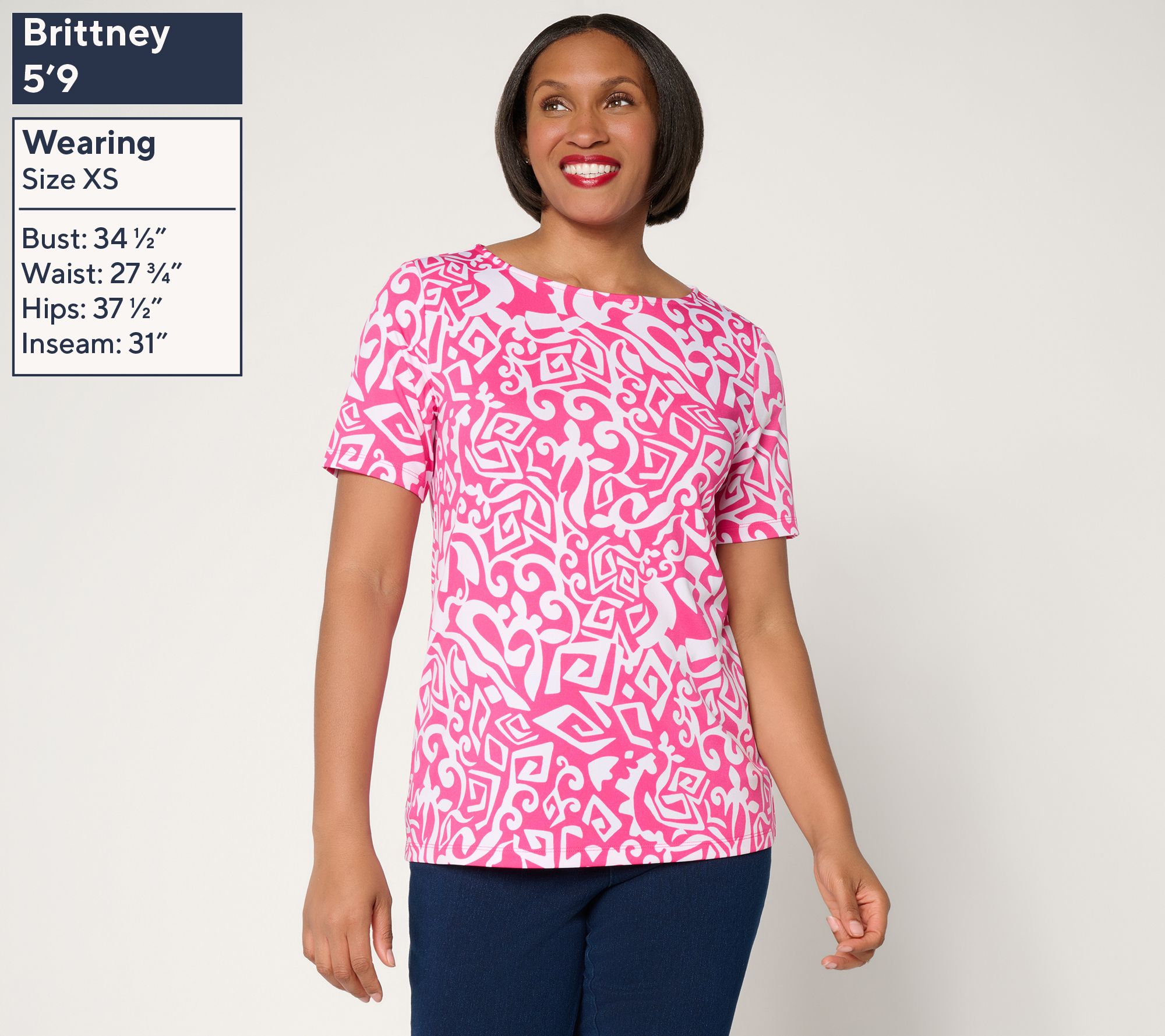 Susan Graver Printed Butterknit Bateau Neck Top - QVC.com