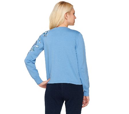 Bob Mackie's Floral Embroidered Cardigan with Sequin Detail - QVC.com