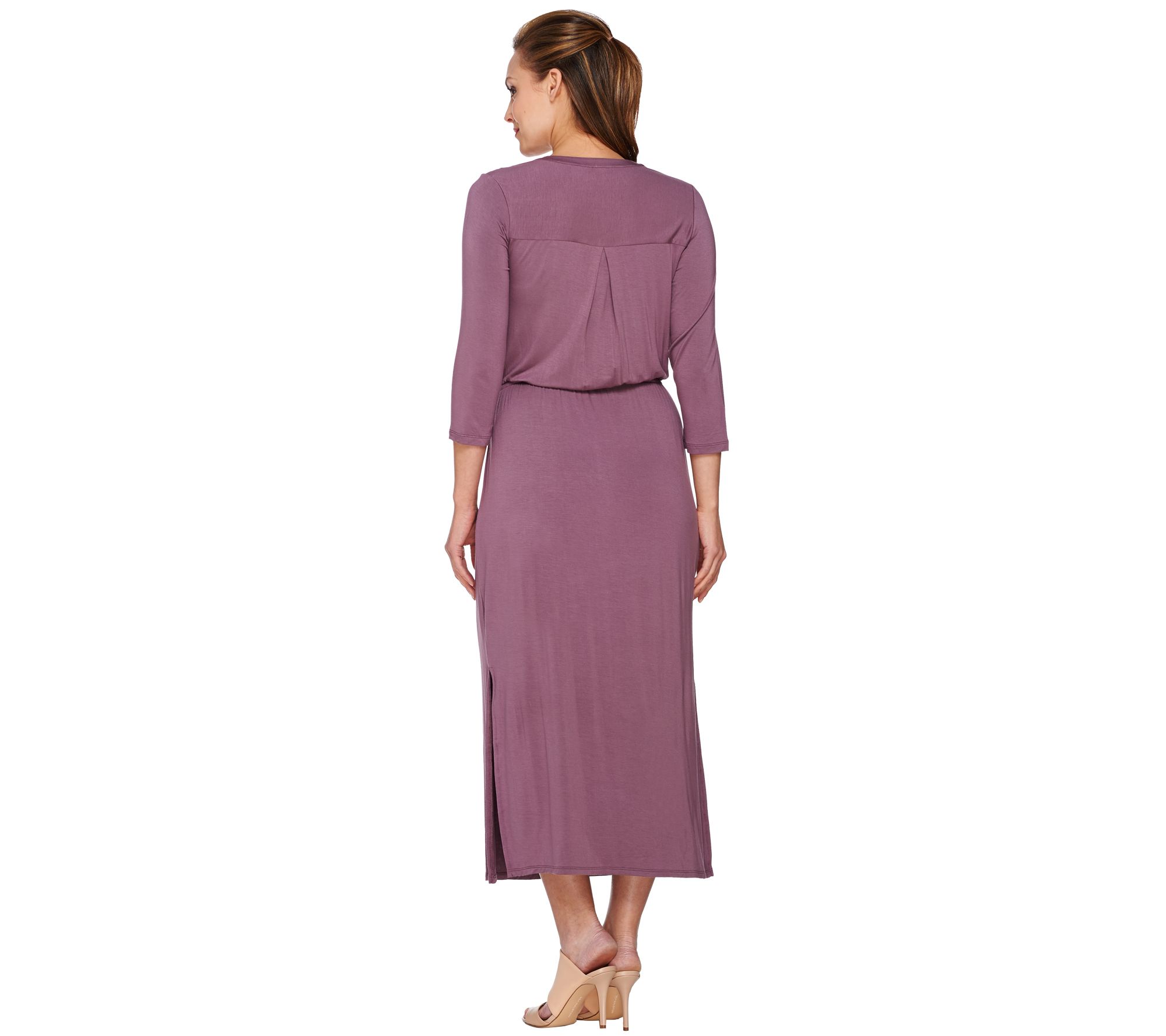 H by Halston 3/4 Sleeve Maxi Dress with Drawstring - QVC.com