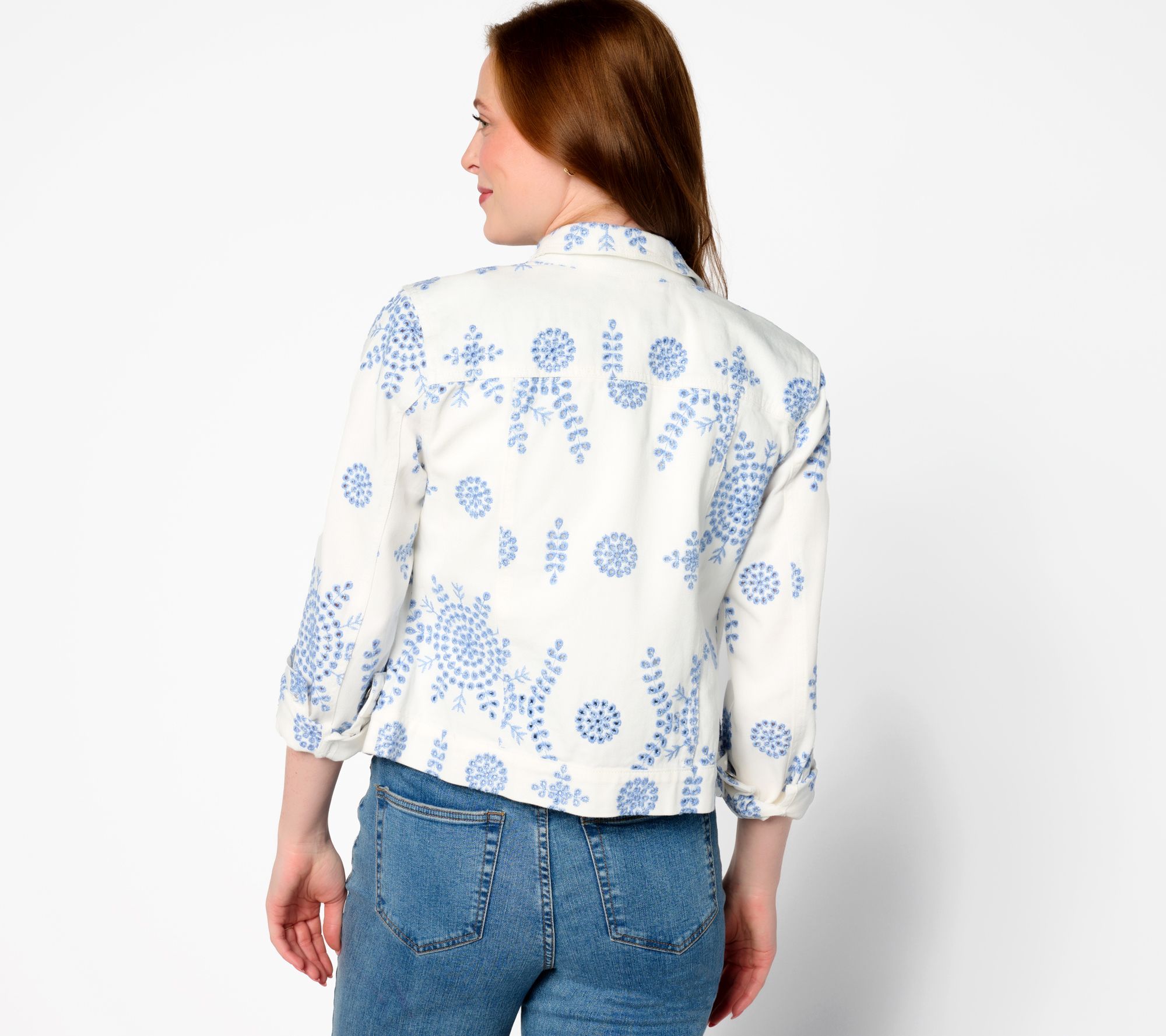 "As Is" Destination 365 Eyelet Denim Jacket with Pockets - QVC.com