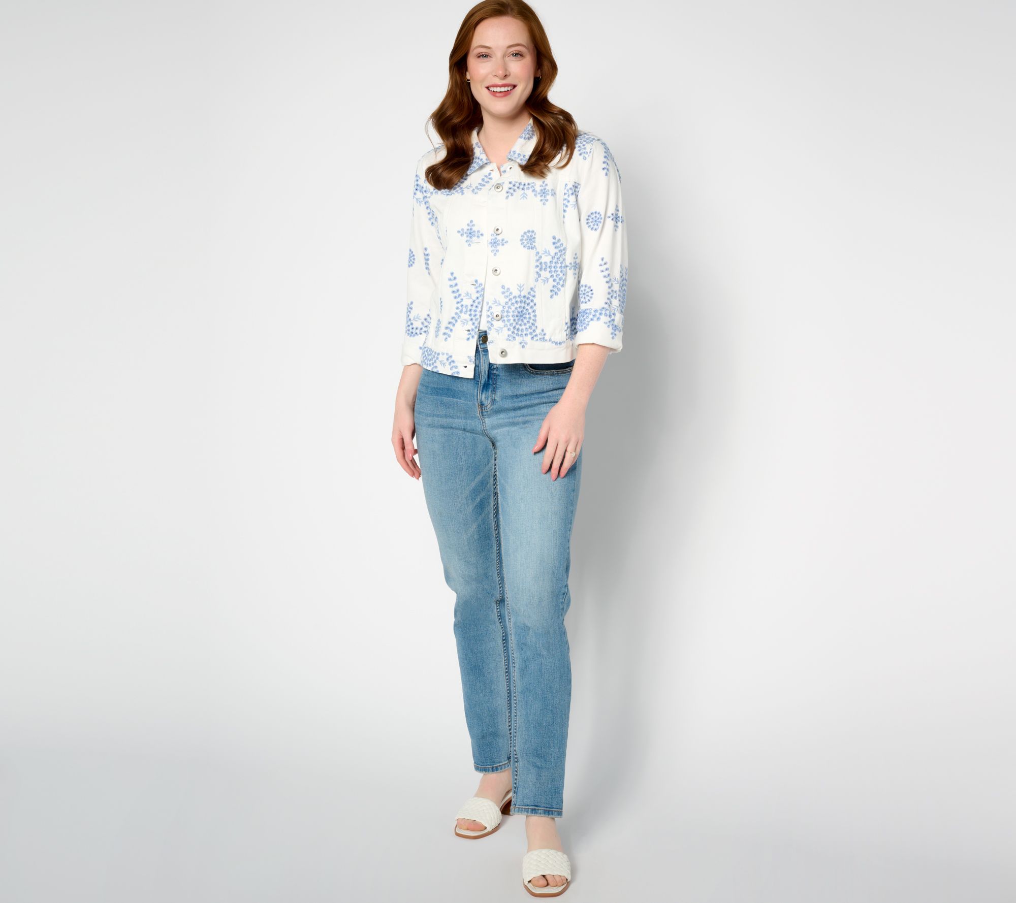 "As Is" Destination 365 Eyelet Denim Jacket with Pockets - QVC.com