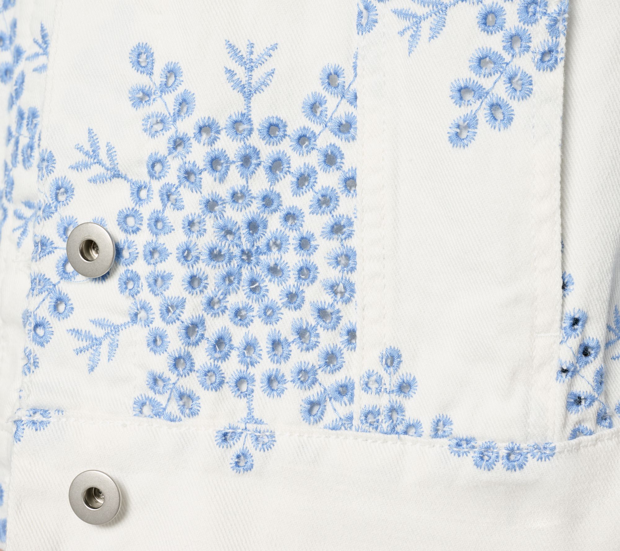 "As Is" Destination 365 Eyelet Denim Jacket with Pockets - QVC.com