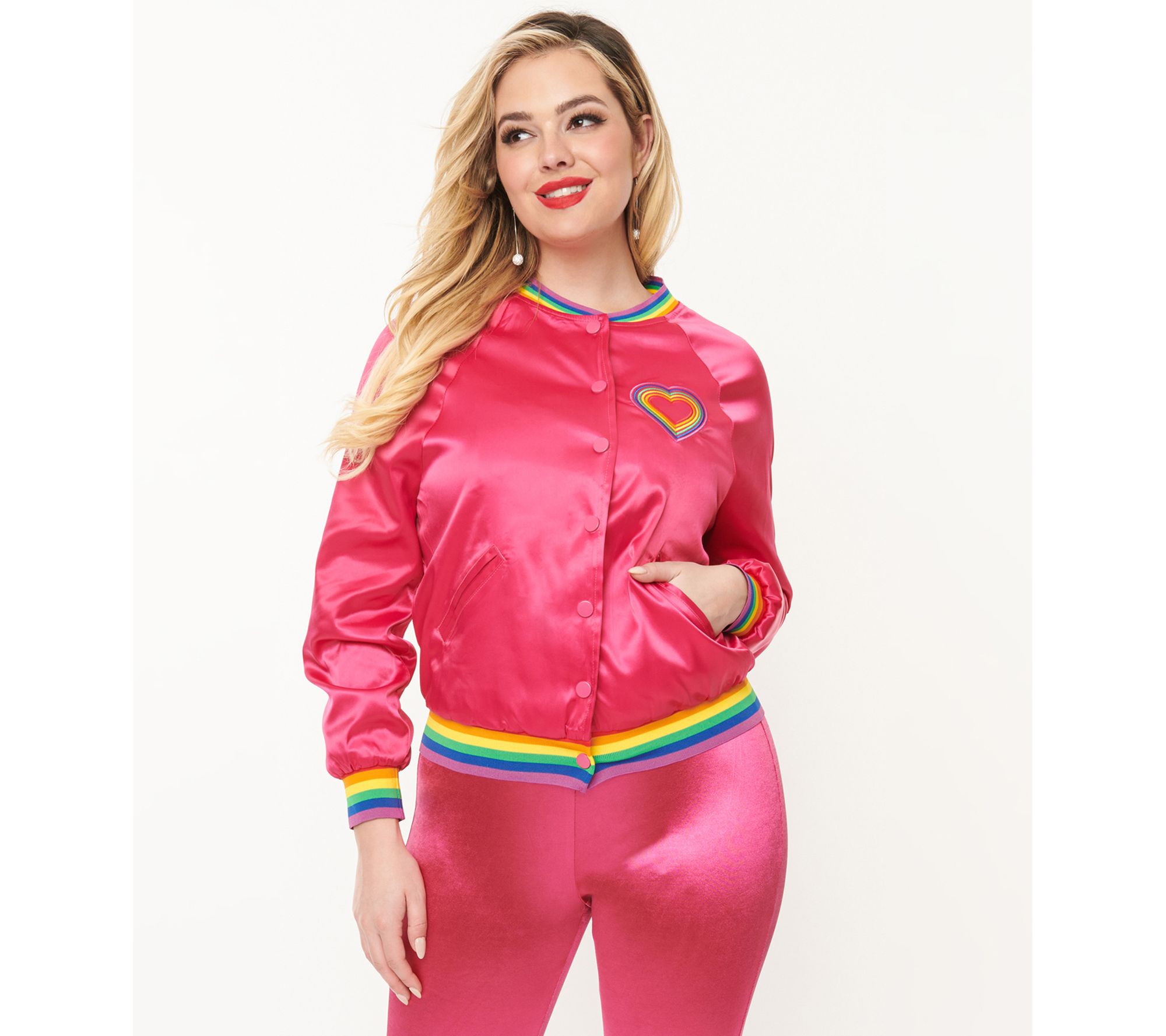 Unique Vintage Love is Love Long Sleeve Pride Bomber Jacket - QVC.com
