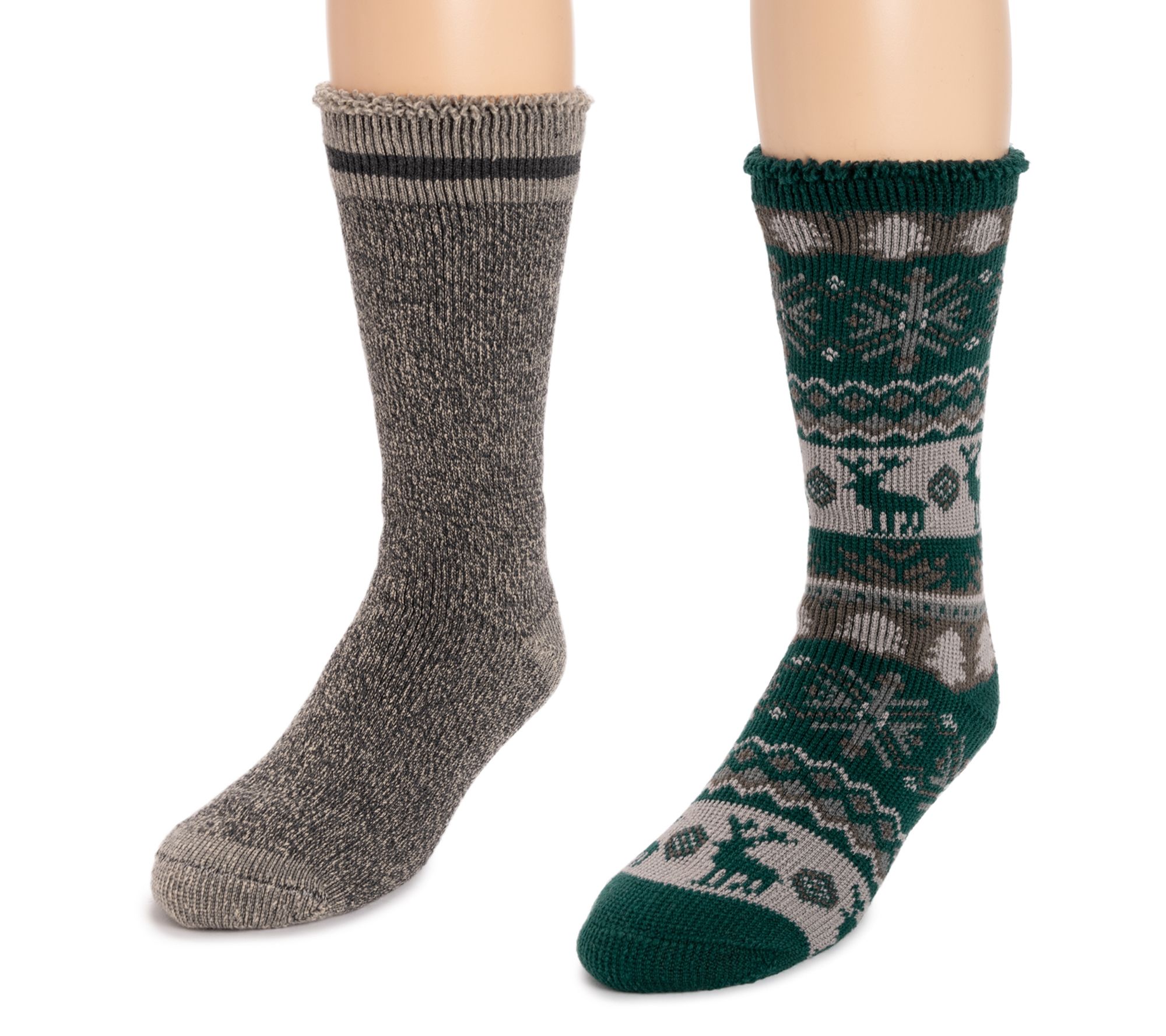 MUK LUKS Men's Set of 2 Heat Retainer Crew Sock - QVC.com