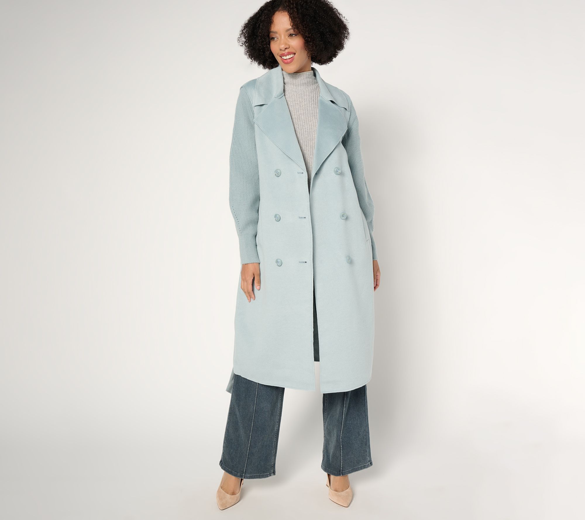 "As Is" Thread Collective Mixed Media Double Face Coat - QVC.com