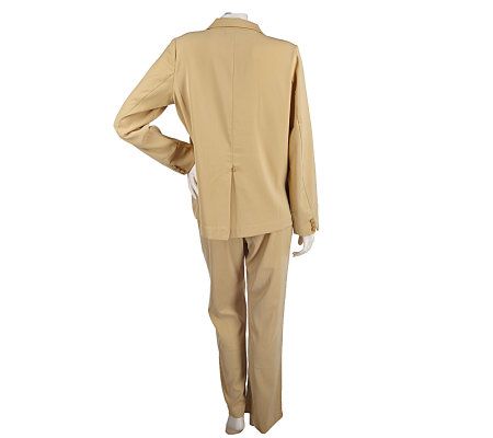 Susan Graver Stretch Peachskin Jacket and Pants Set - QVC.com