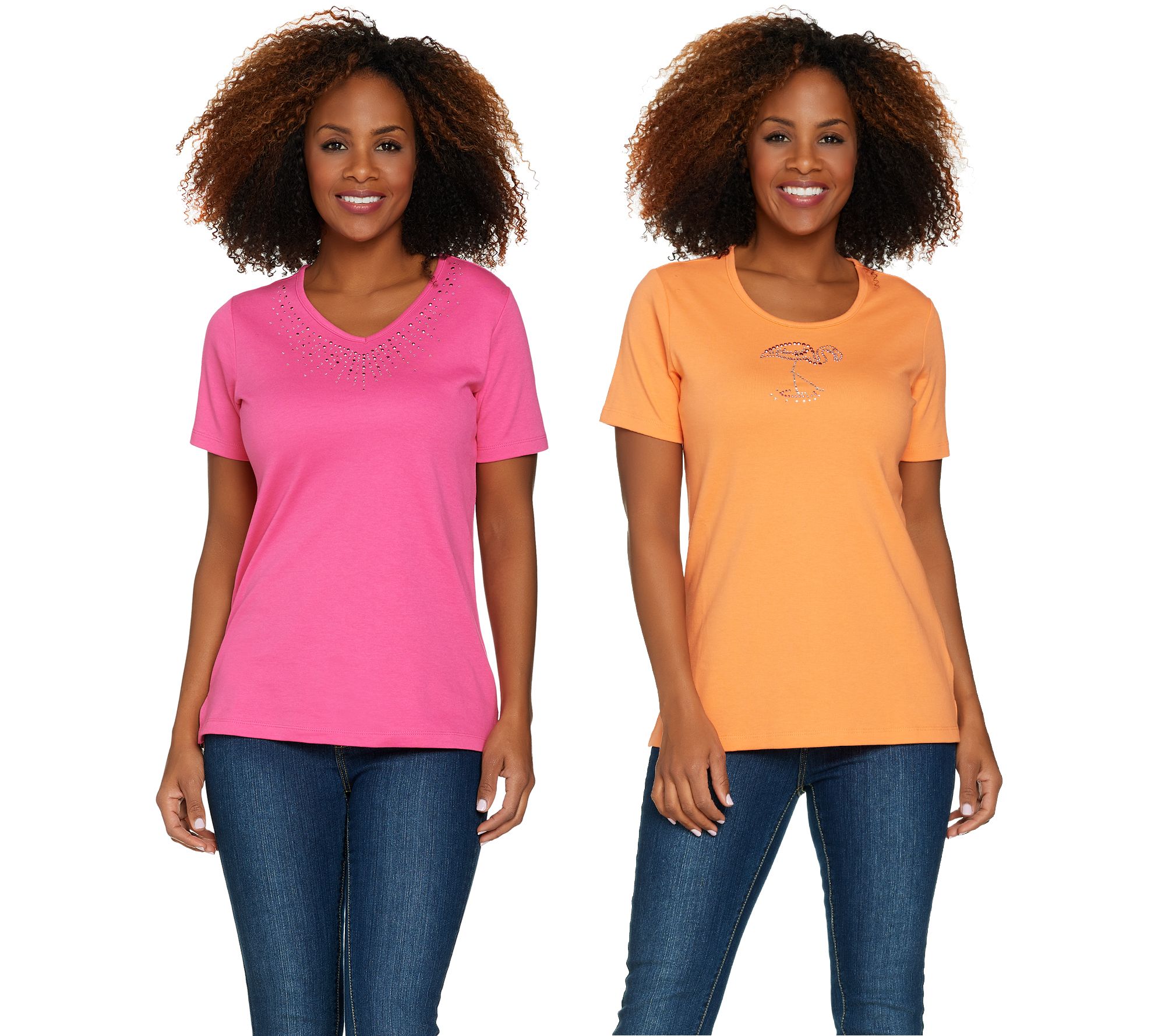 Quacker Factory Set Of 2 Summer Fun Short Sleeve T Shirts