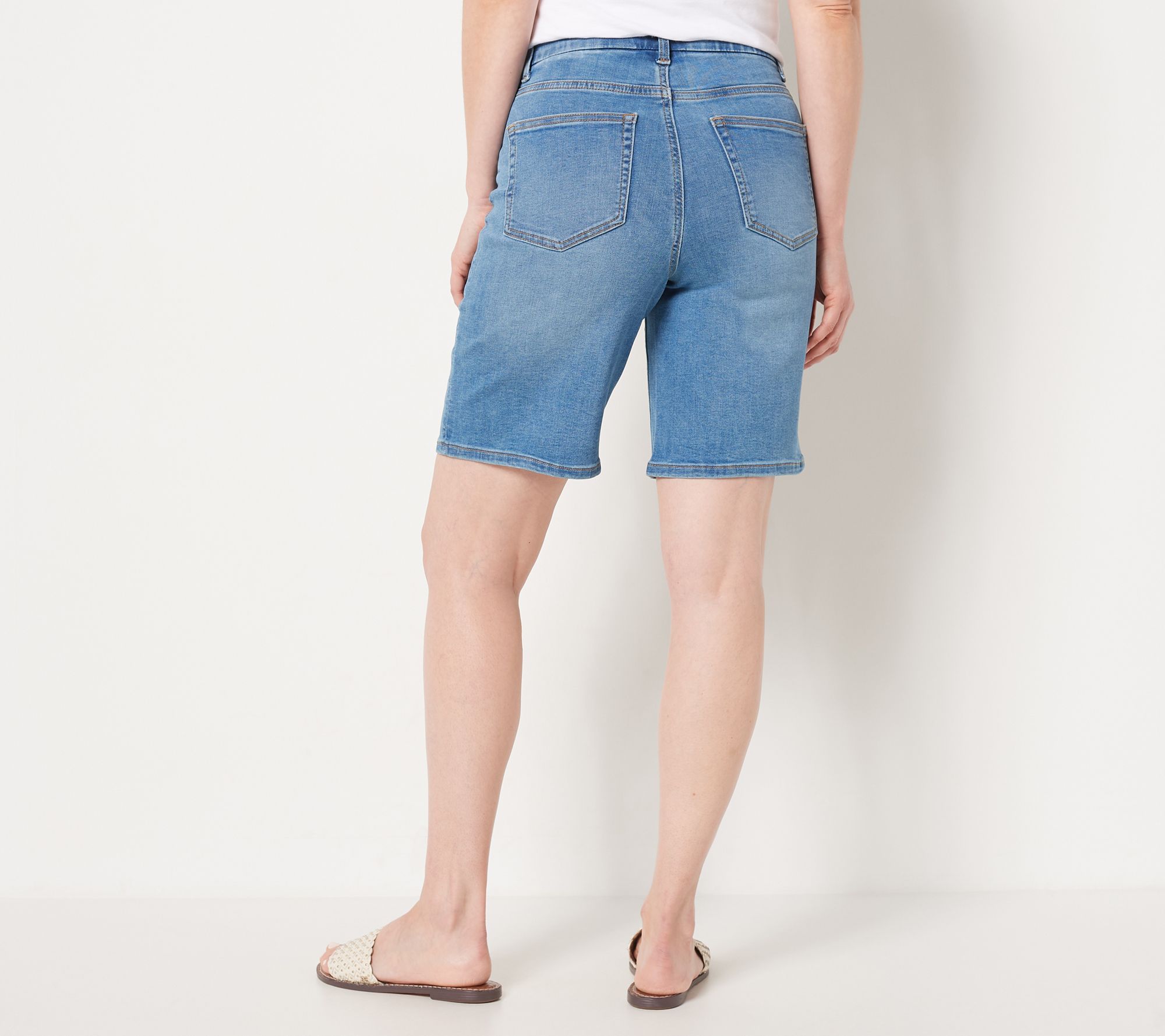 Denim & Co. Petite Easy Stretch Denim A-Line Short - QVC.com