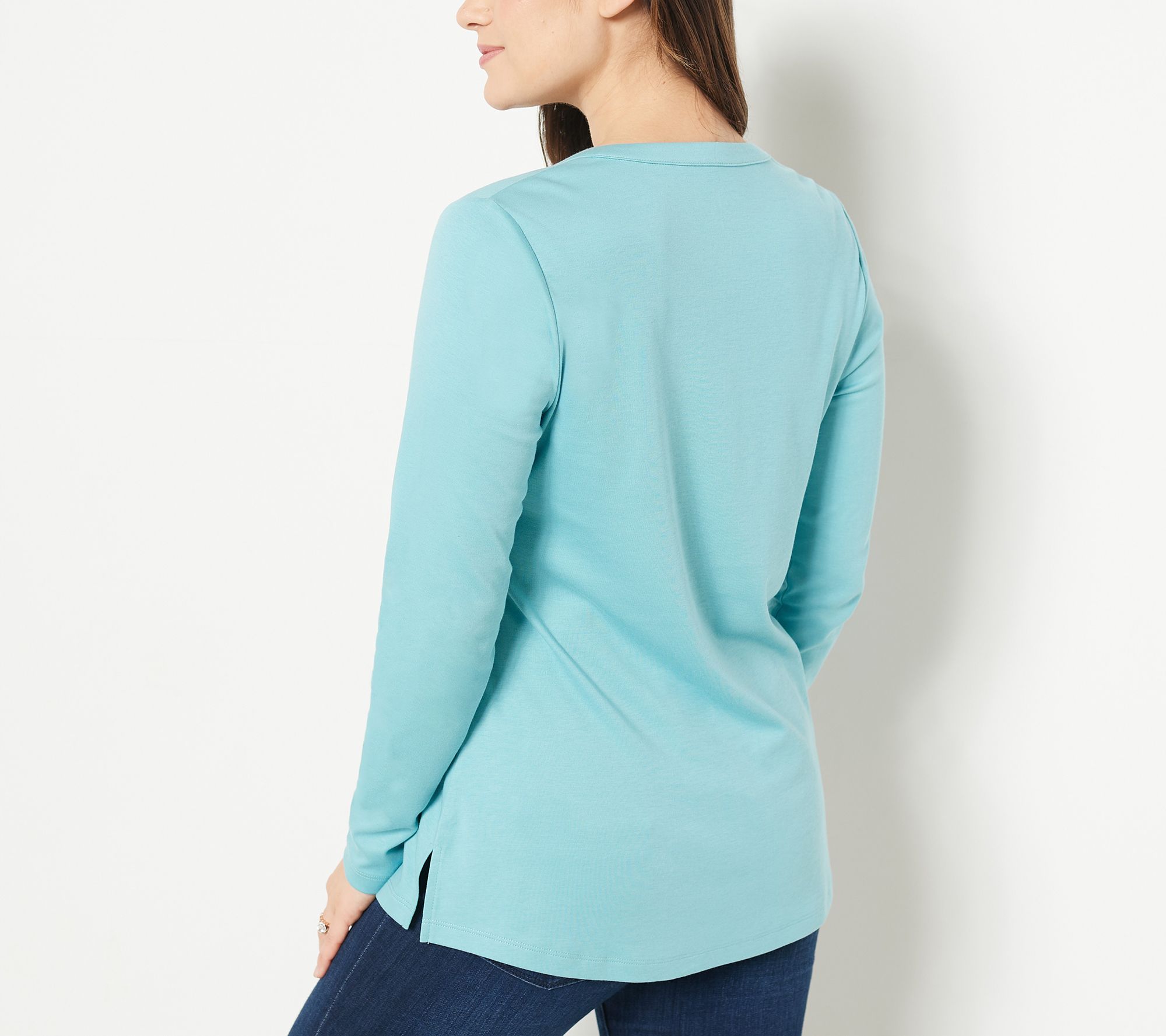 "As Is" Isaac Mizrahi Live Essential Pima Cotton Swing Top w/ Placket ...