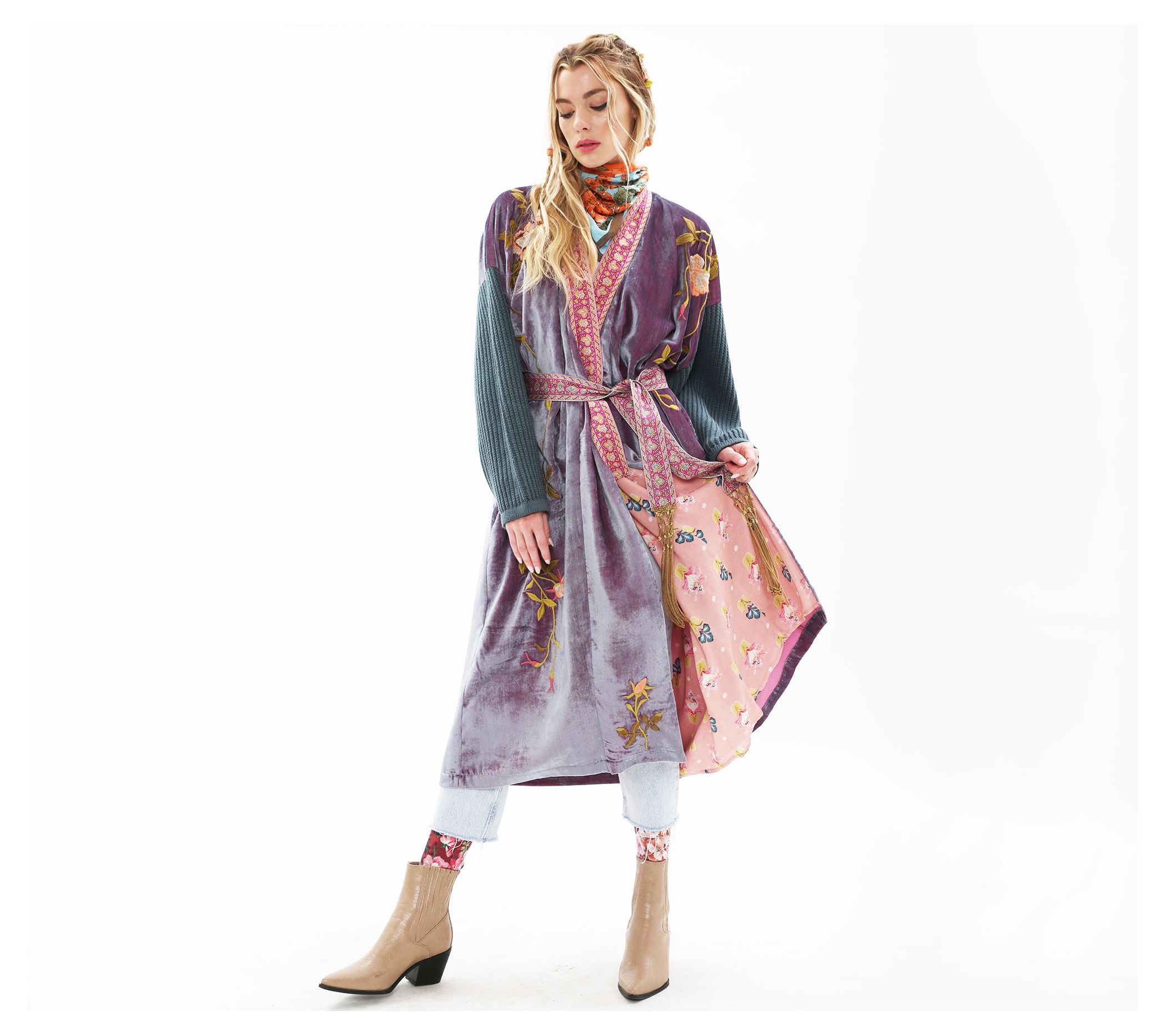 Aratta Grape Something Magical Velvet Coat - QVC.com