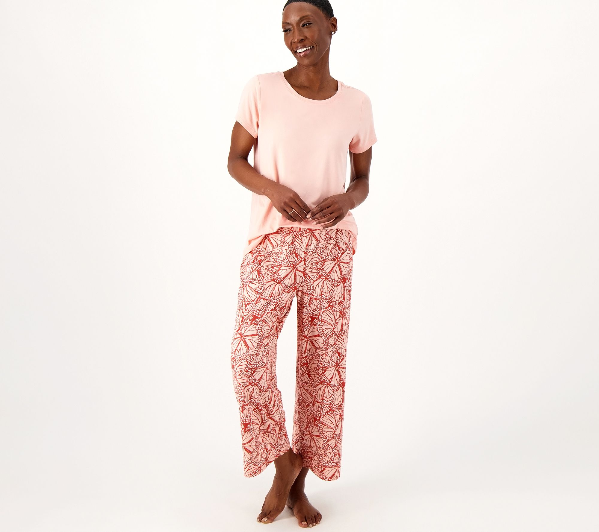 "As Is" Lush Jersey Tee and Crop Pant Set - QVC.com