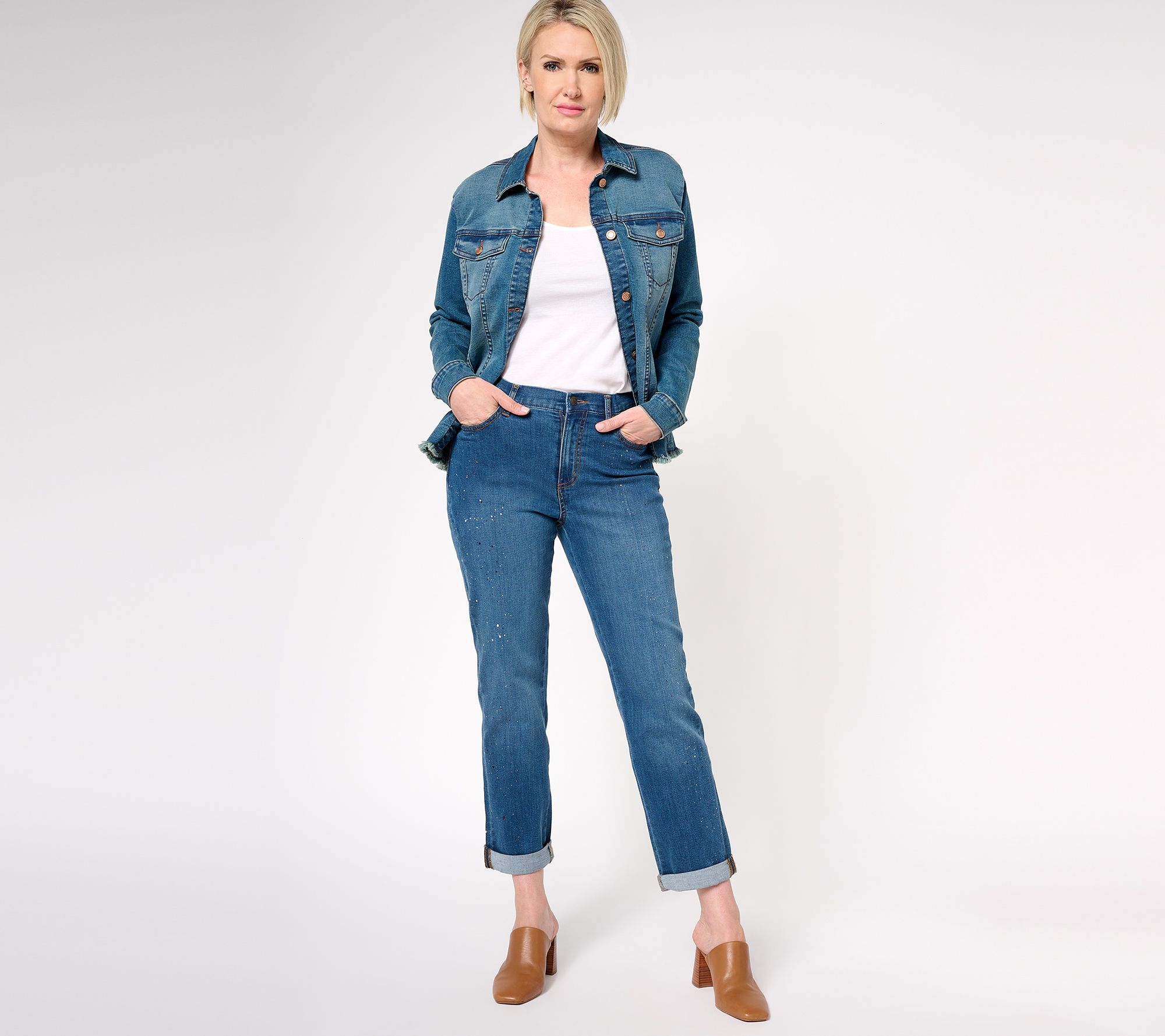 "As Is" Canyon Retreat Denim Jacket with Printed Back - QVC.com