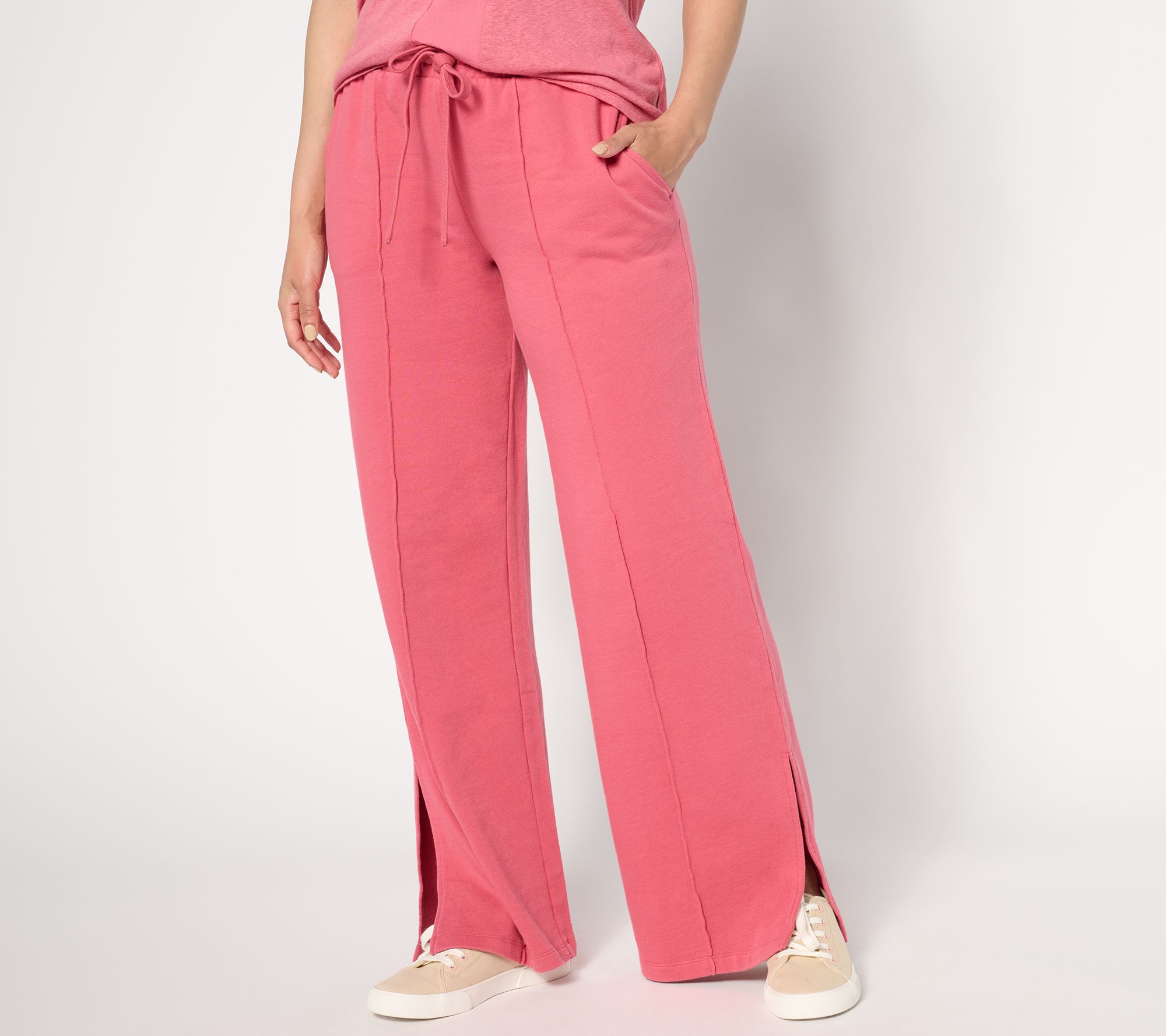 Peace Love World French Terry Side Slit Sweatpant - QVC.com