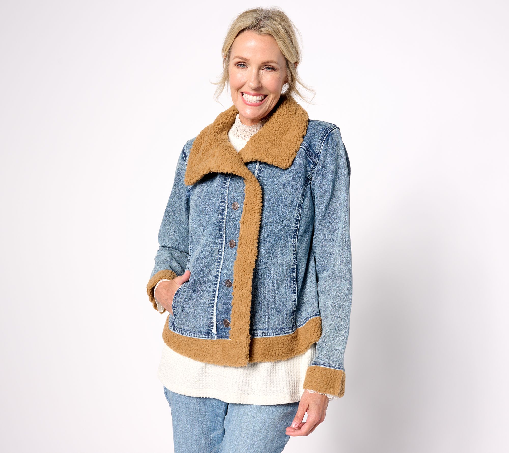 "As Is" LOGO by Lori Goldstein Special Edition Jean Jacket with Sherpa ...