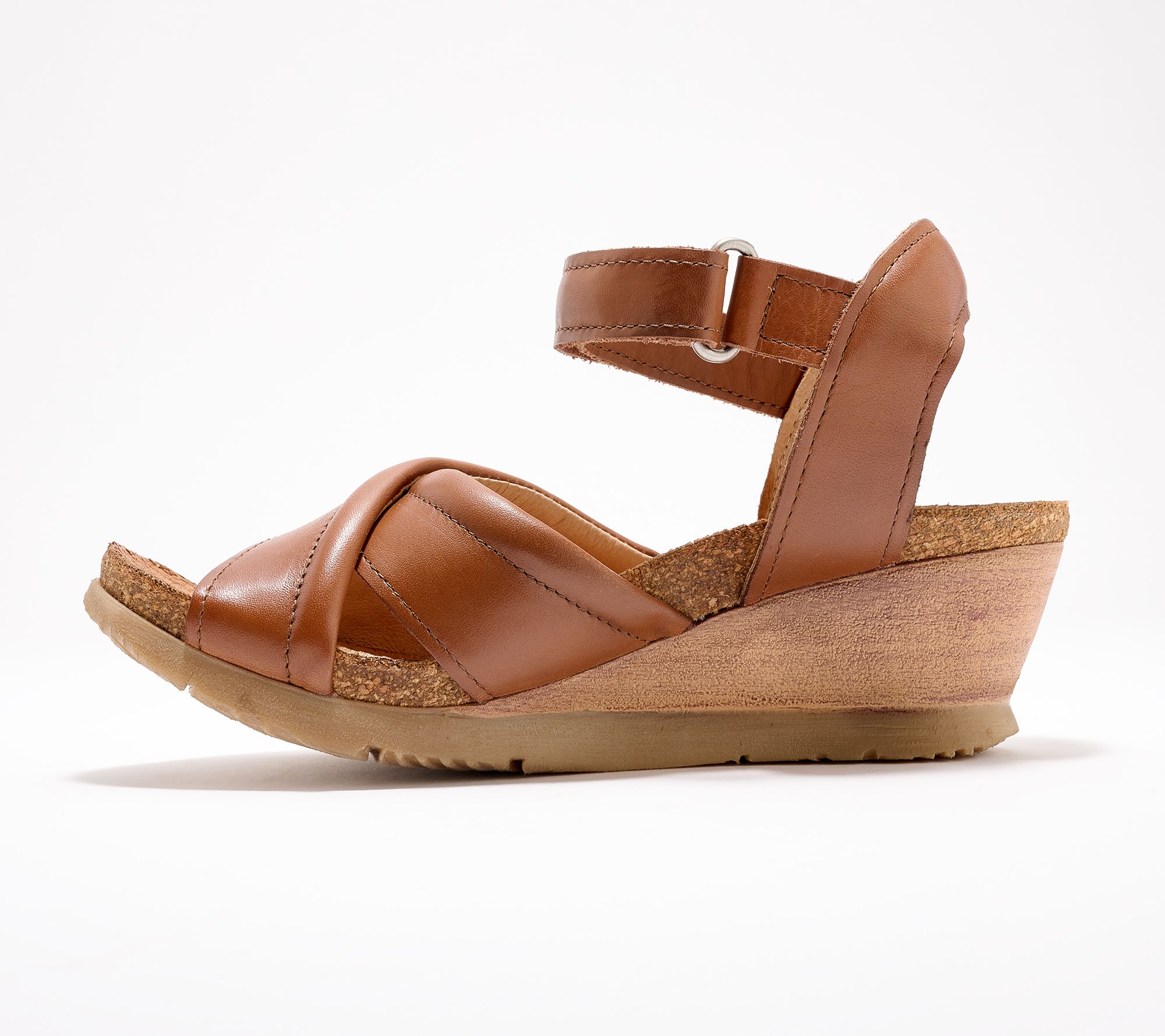 "As Is" Miz Mooz Leather Wedge Sandals- Sofie - QVC.com