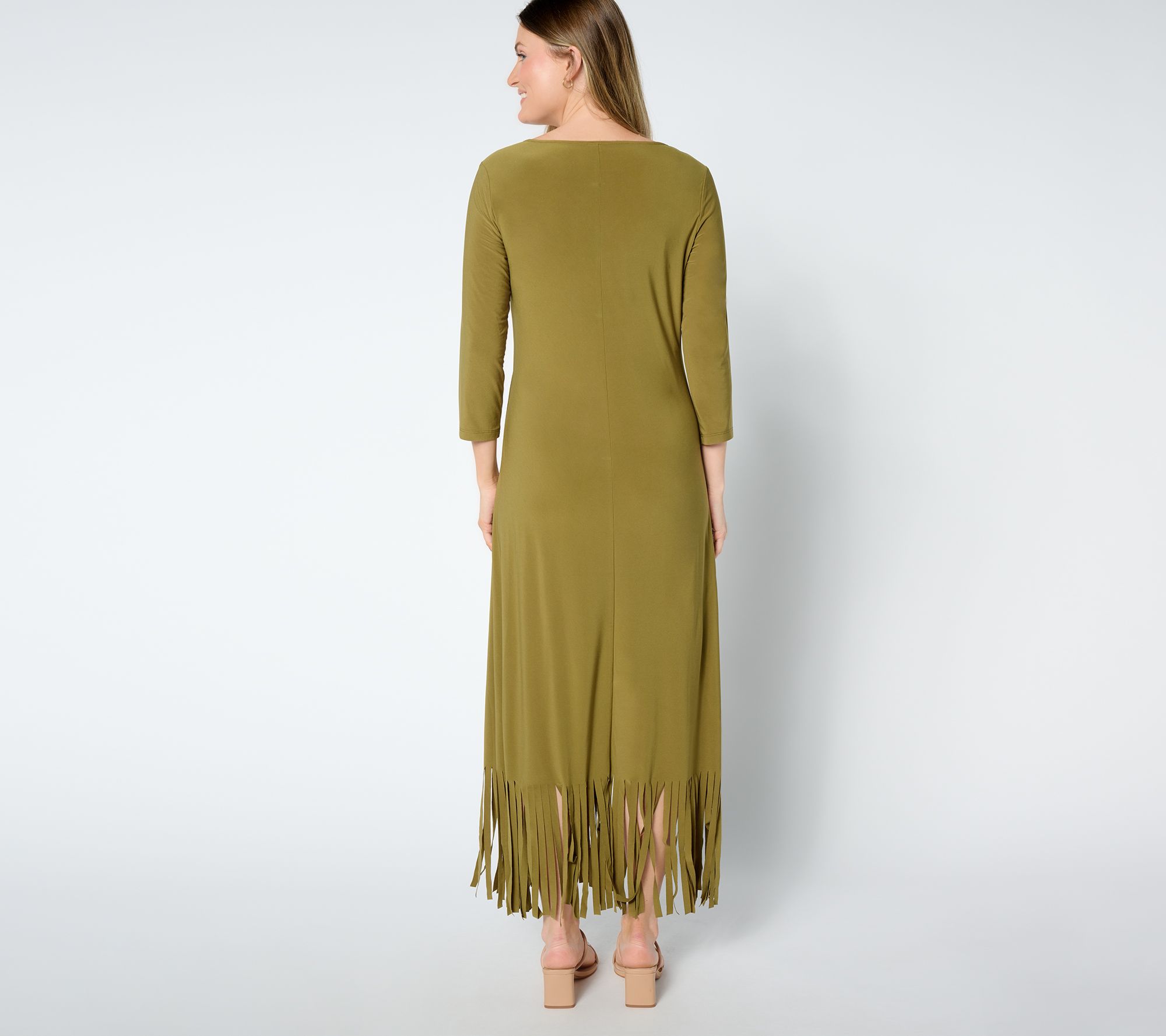 "As Is" Women with Control Petite Jersey Fringe Maxi Dress - QVC.com