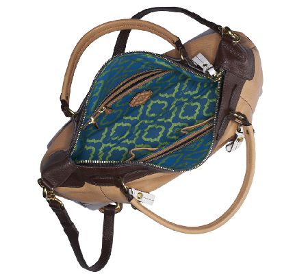 "As Is" orYANY Carolina Pebble Leather Zip Top Satchel - QVC.com