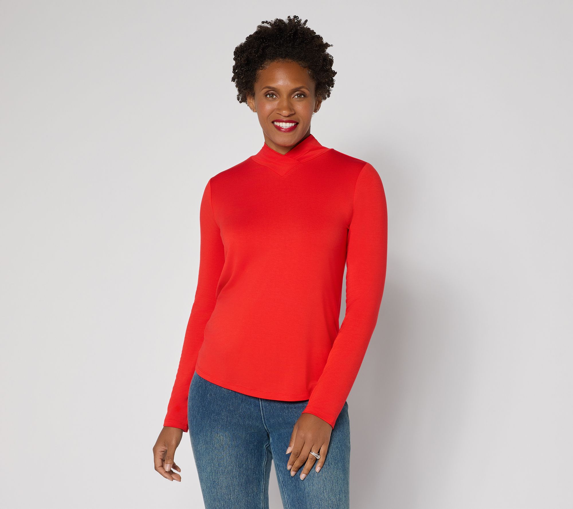 Attitudes by Renee Crossover Mock Neck Top - QVC.com