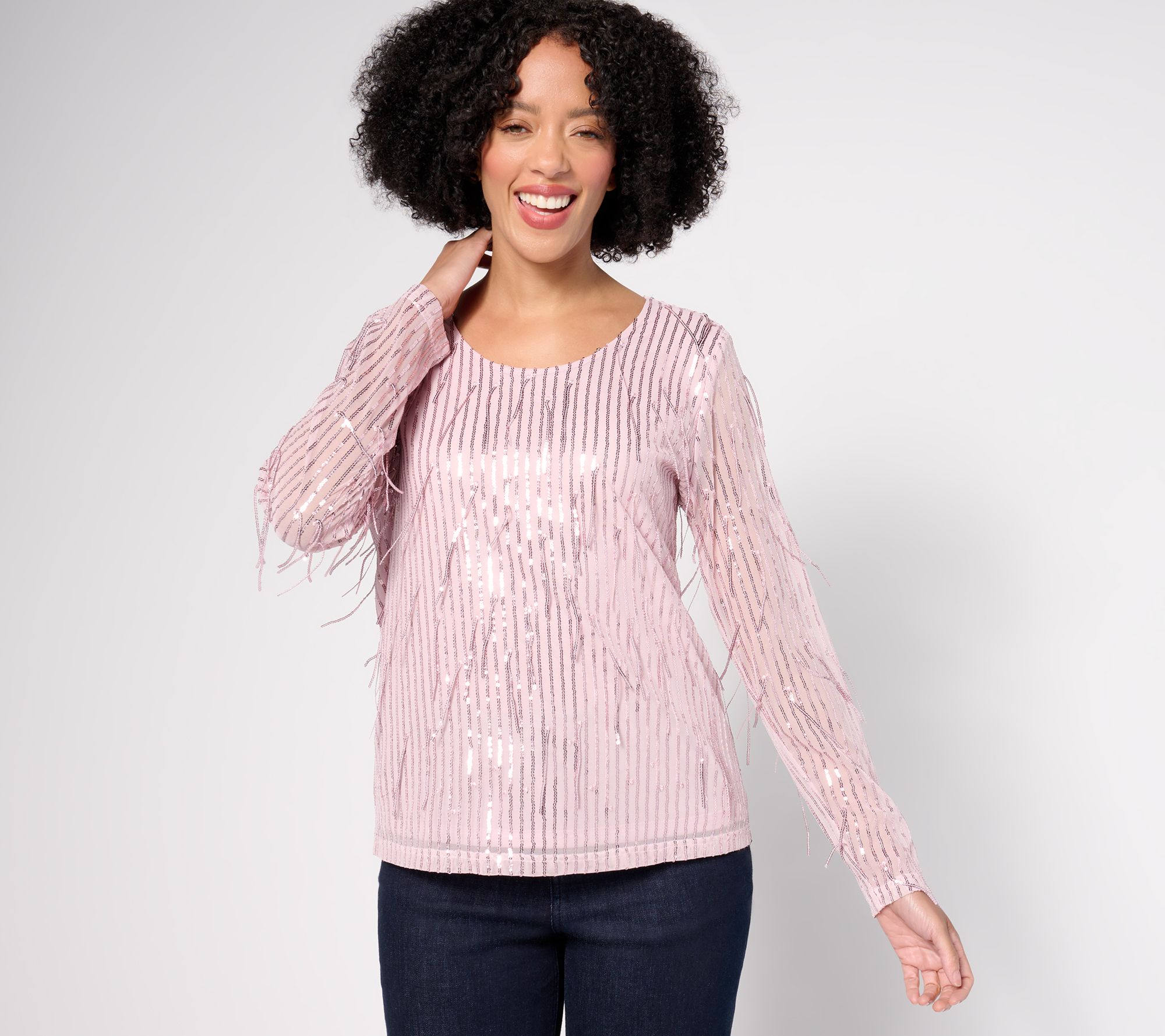 "As Is" Attitudes by Renee Drippy Sequin Top - QVC.com