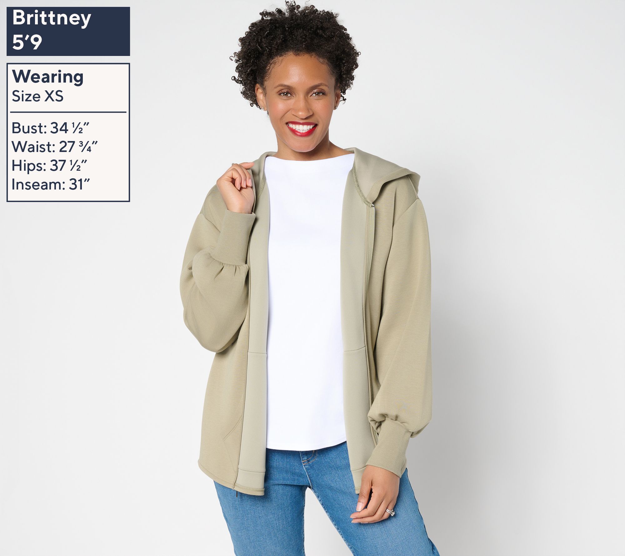 Martha Stewart Signature Comfort Stretch Zip Front Hoodie - QVC.com