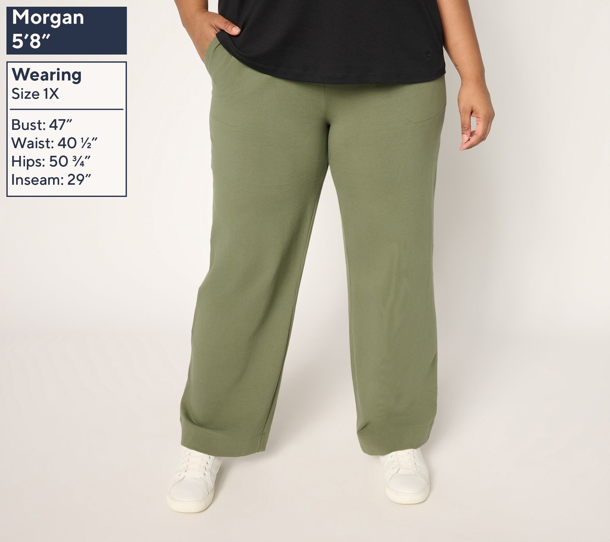 Denim & Co. Active Tall Duo Stretch Full Length Wide Leg Pants - QVC.com